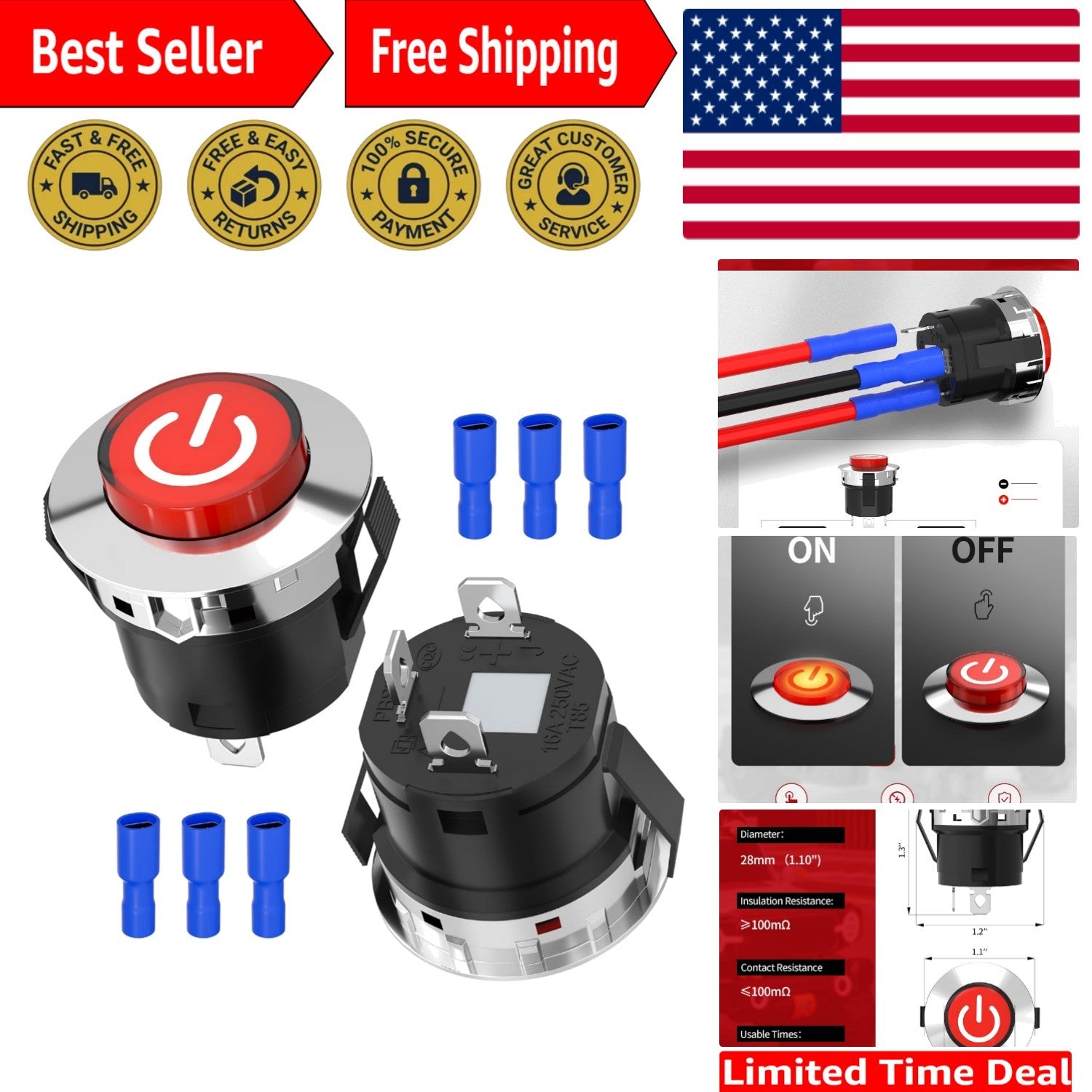 12V Key Start Power Switch for Kids Ride-On Cars - Easy Push Button ...