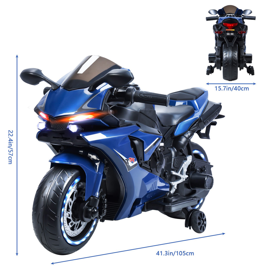 12V Kids Electric Motorcycle 9mph Dirt Bike Ride on Motorbike LED ...