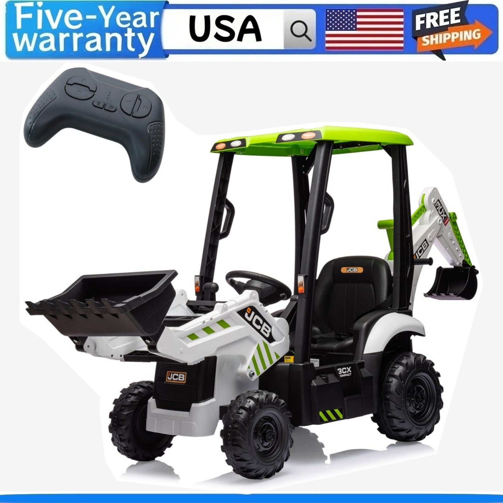 ☑️12V Kids Ride on Excavator & Bulldozer Remote Control Front Loader ...