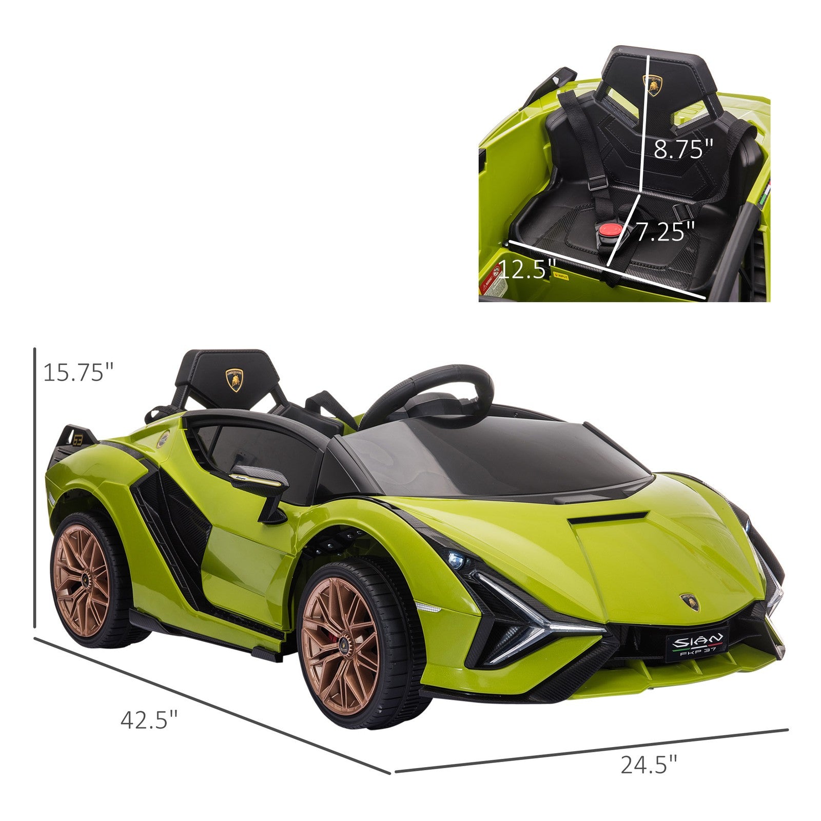 12V Lamborghini SIAN Licensed Electric Car for Kids, Green