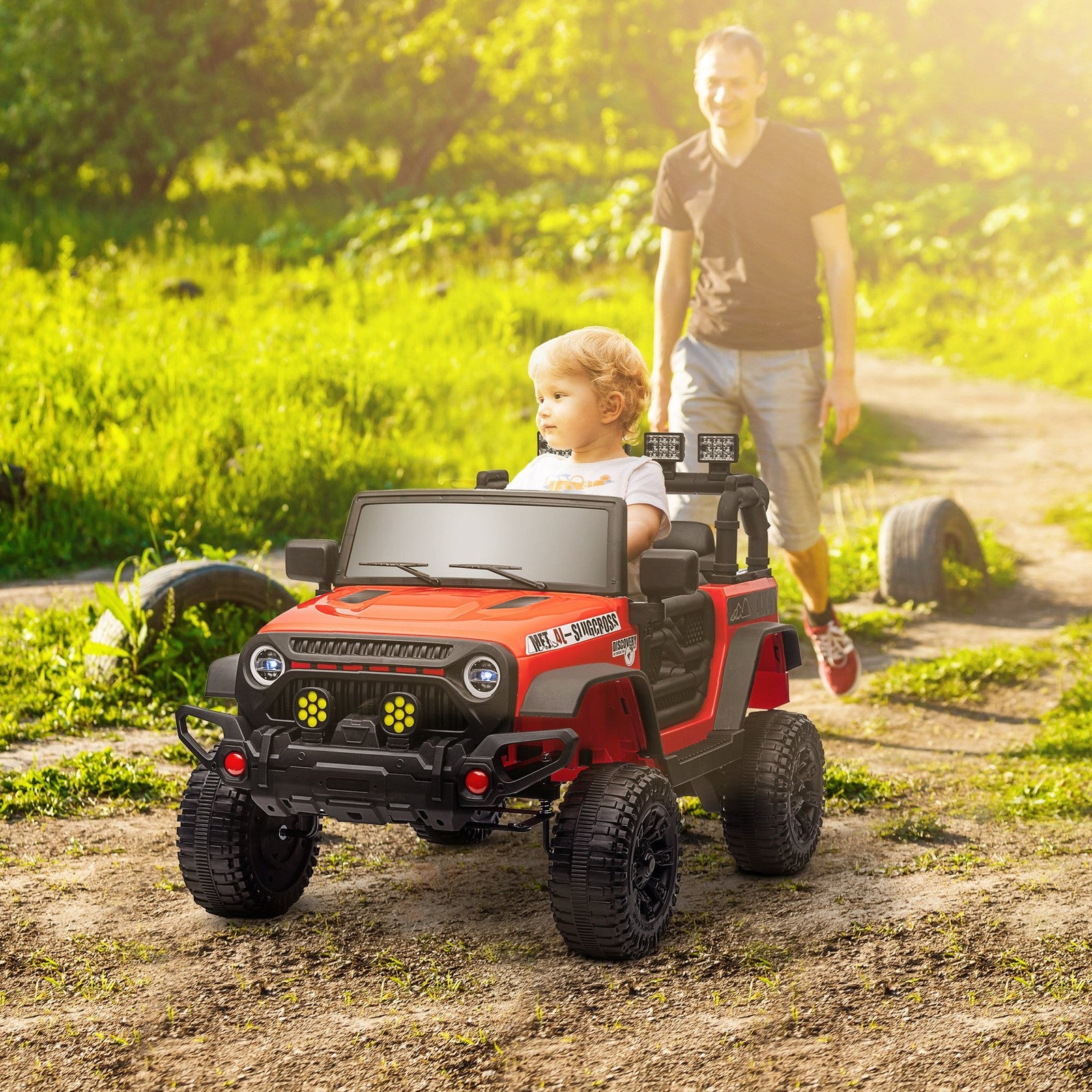 12V Ride on Car, Ride on Truck with Suspension Wheels, Red