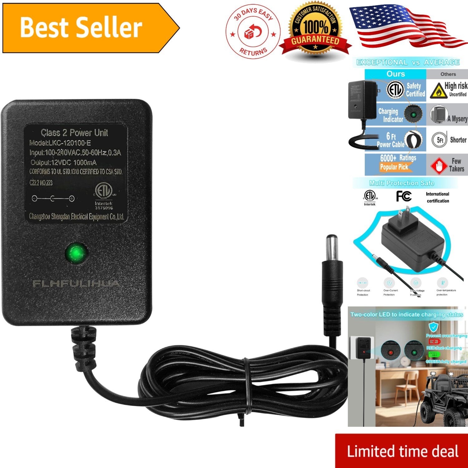 12V Ride-On Toy Charger - Compact and Lightweight for Quick Charging ...