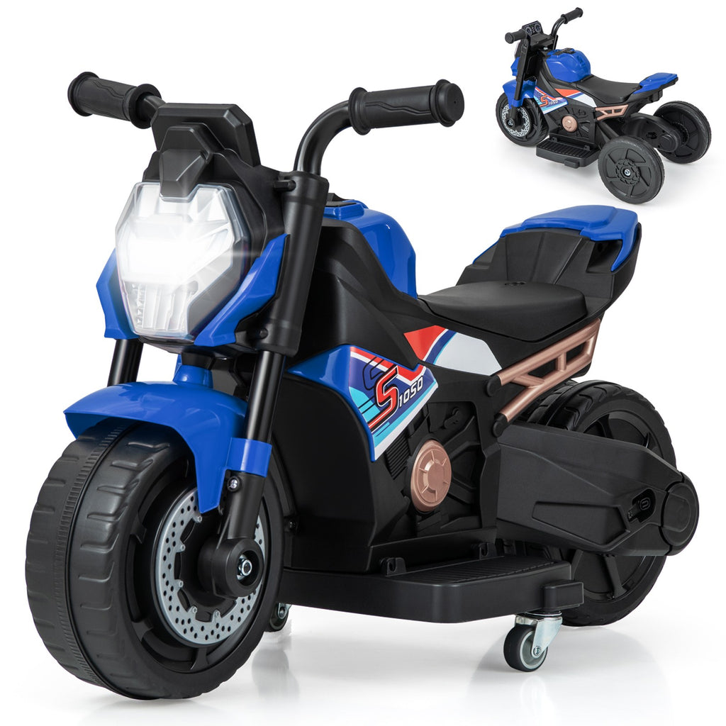 2-in-1 Kids Electric Motorcycle w/Detachable Training Wheels Headlight ...