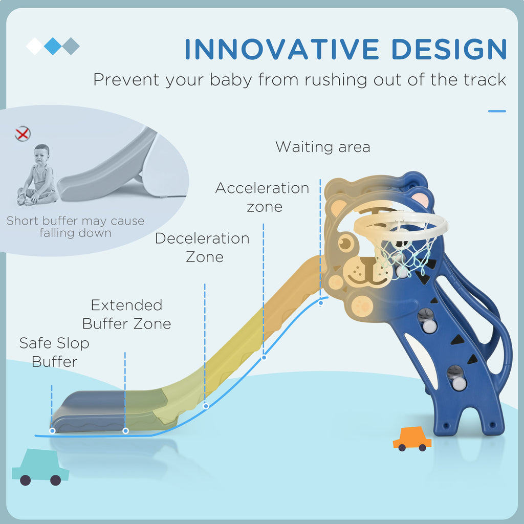 2 in 1 Toddler Slide for Indoors,Toy for Toddler,Easy Set Up Baby Slide w/B