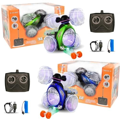2-Pack Rechargeable RC Tornado Stunt Cars – Remote Control Flip Blue ...