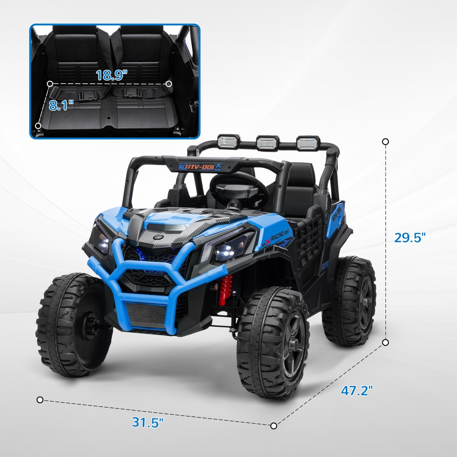 2 Seater 24V Electric Car for Kids with Remote Control, Blue