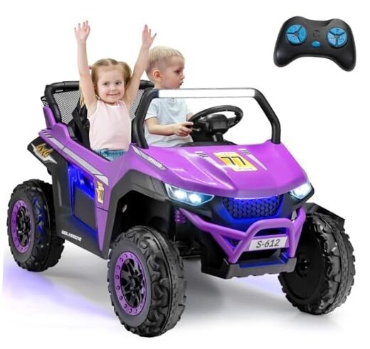 2 Seater Ride on Car for Kids, 12V UTV Kids' Electric Vehicles with Violet