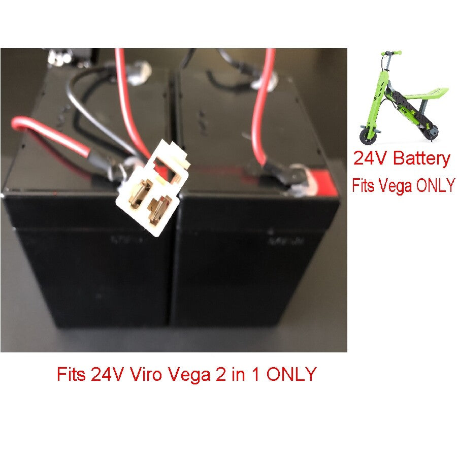 24v New Battery w Special Connector for Viro Vega 2 in 1 Electric Scooter