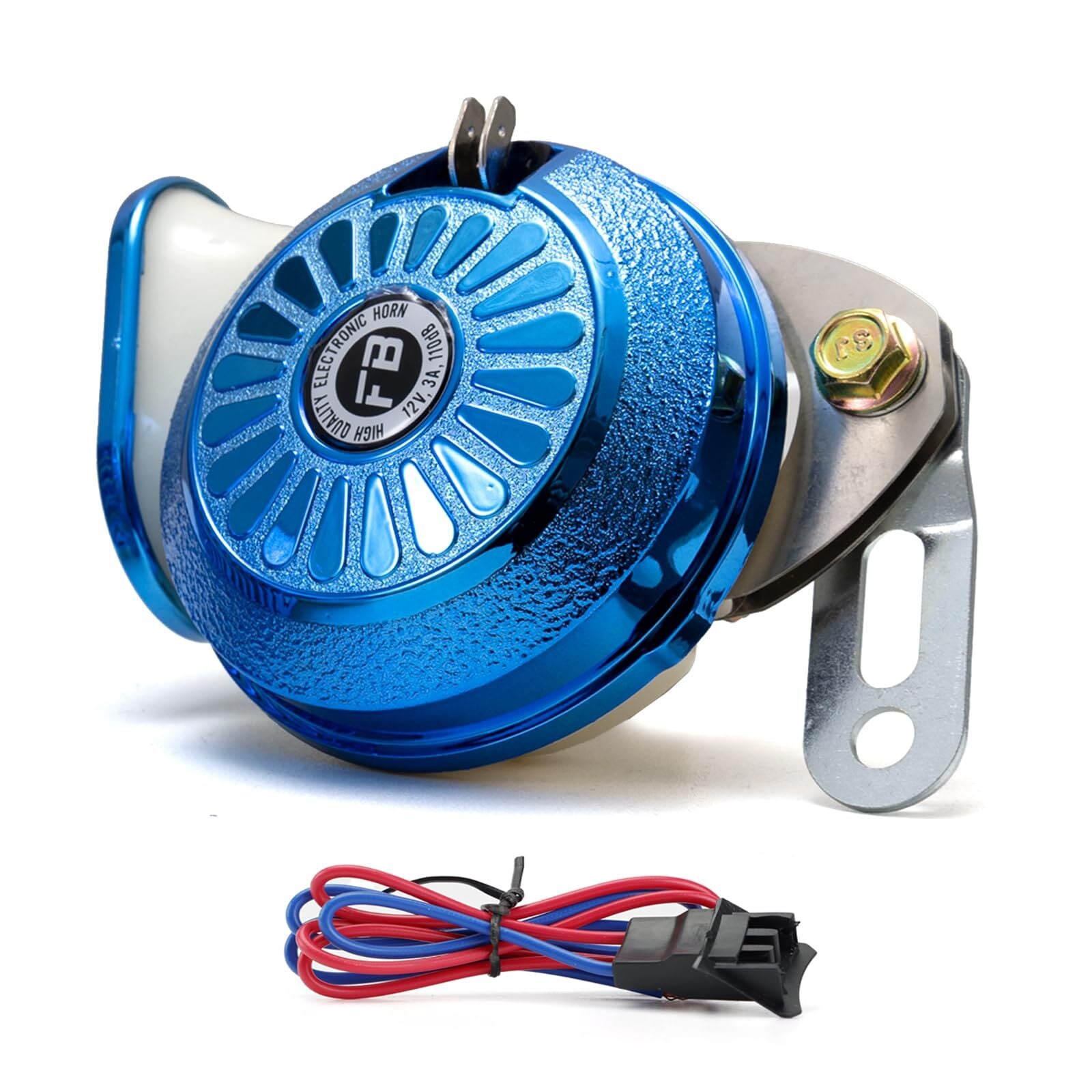 3-Tone Car Horn Kit with Relay 118dB Loud Snail Electric Horn 12V Blue