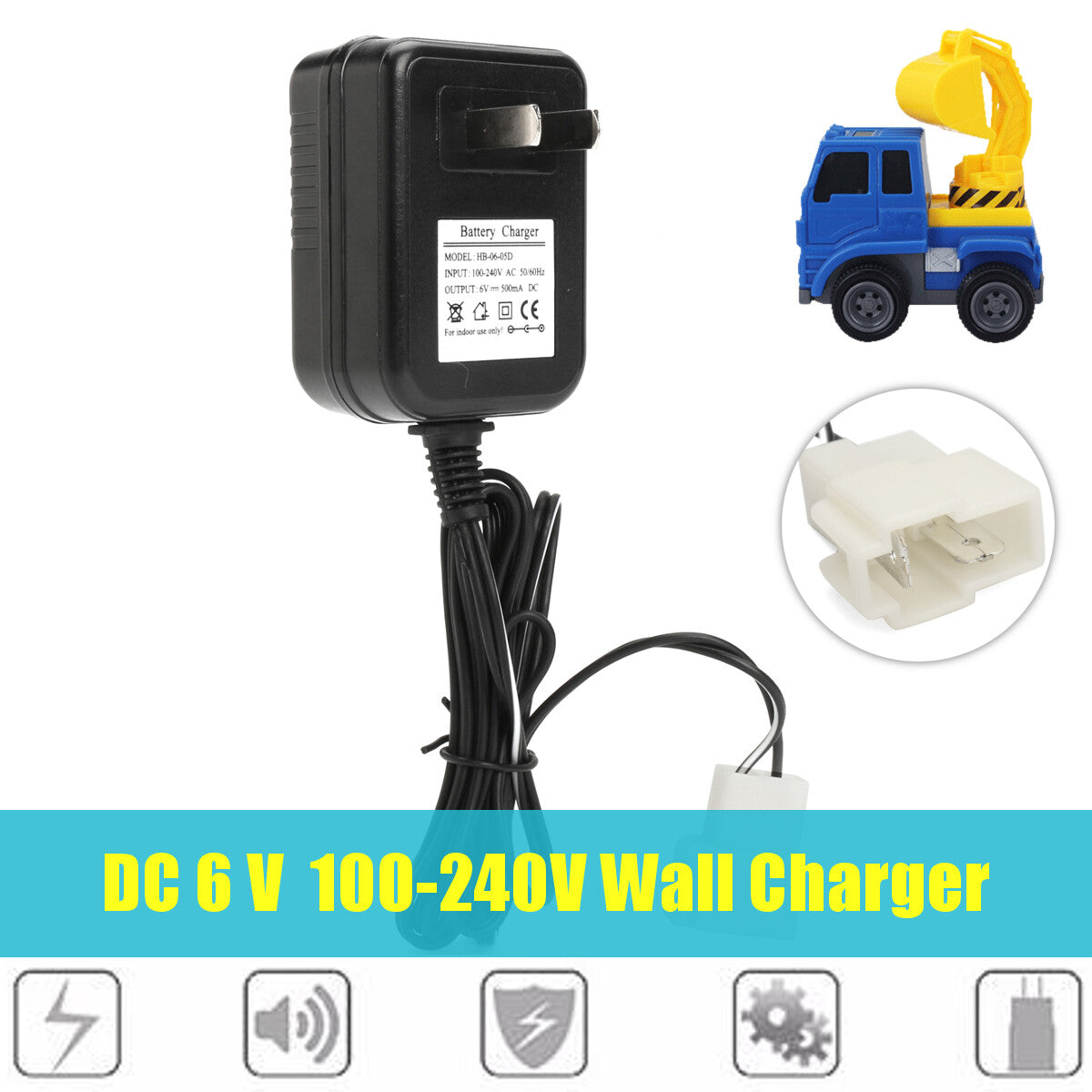 6v Battery Charger DC 6 Volt Universal Adapter For Electric Ride On Car ...