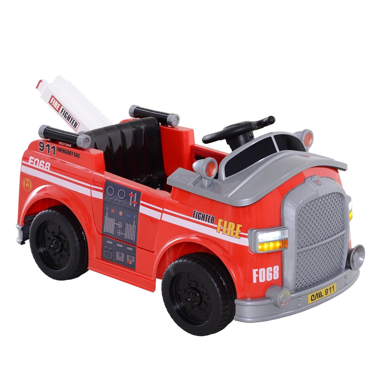 6V Electric Ride-On Fire Truck Vehicle for Kids with Remote Control, Music