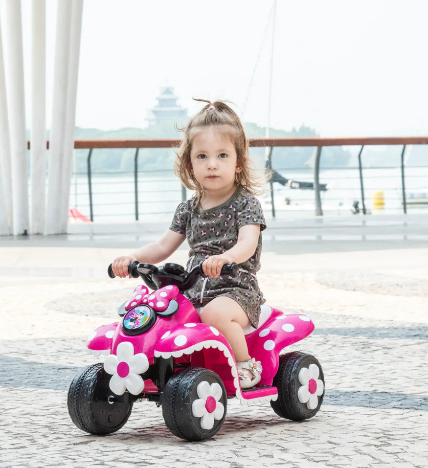6V Minnie Mouse Quad Battery Powered Kids Ride-On 2 MPH Realistic Horn ...