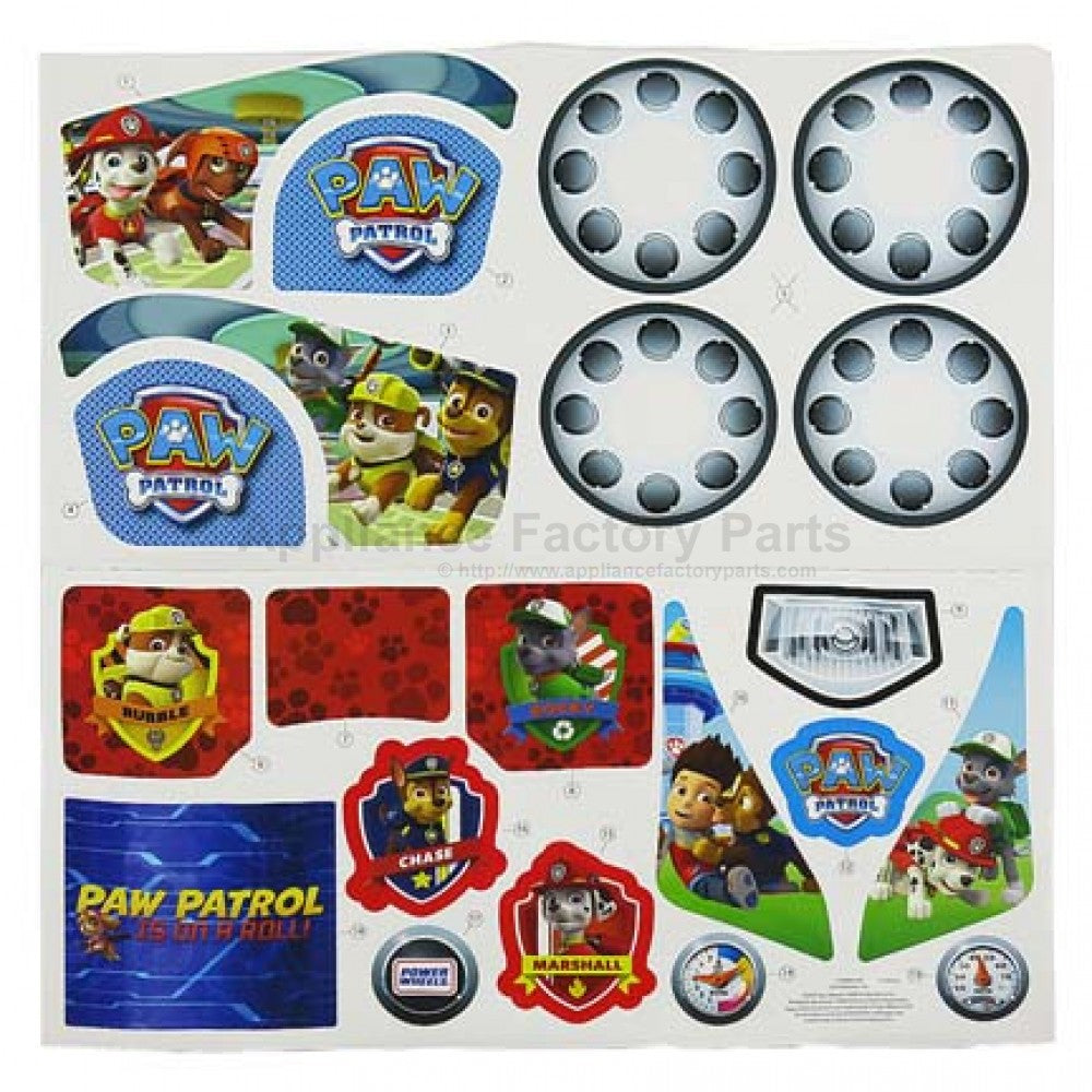 Appliance Factory Parts 3900-3407 Label sheet for Paw Patrol CMP32