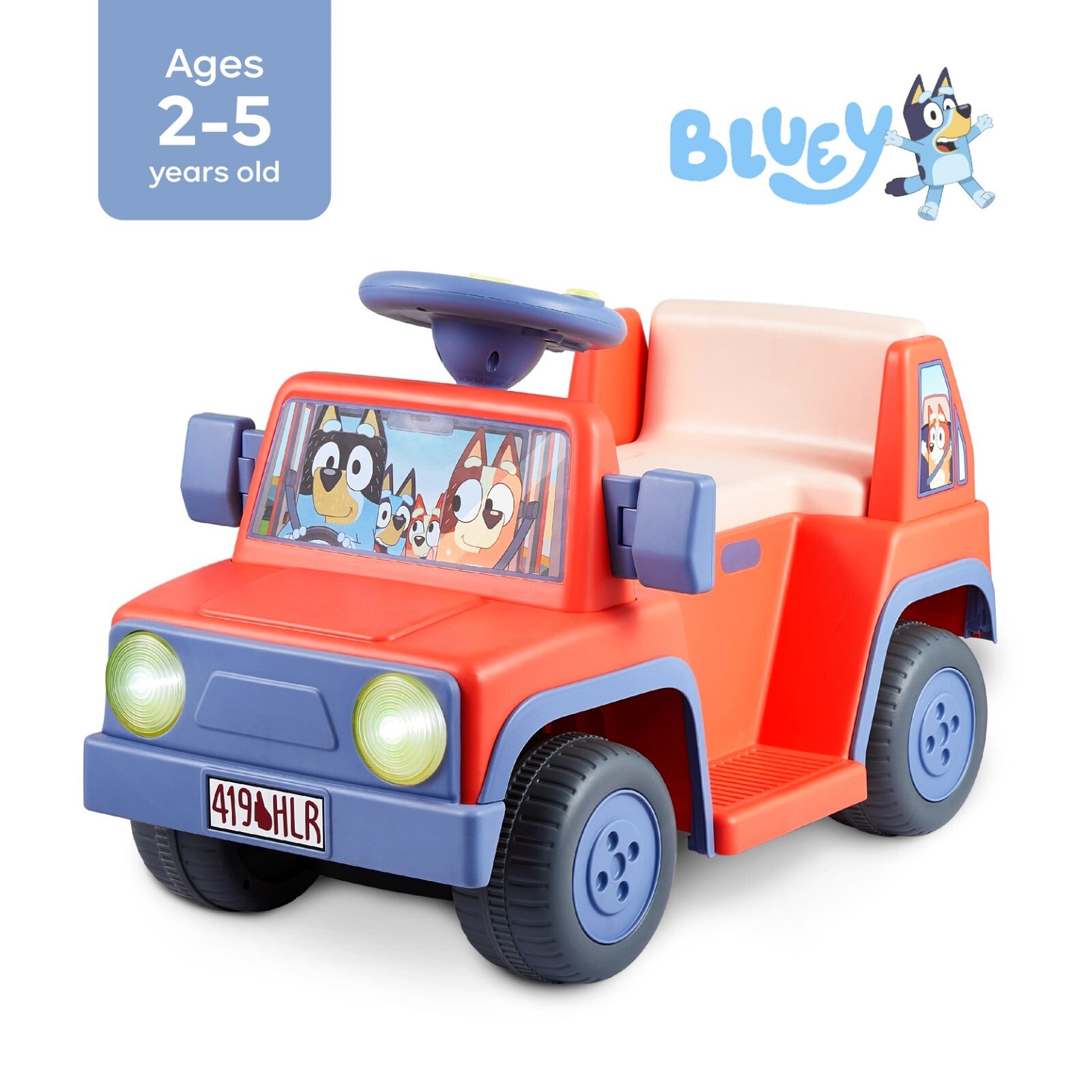 Bluey 6V Ride On Car for Kids with Sound Effects & Music