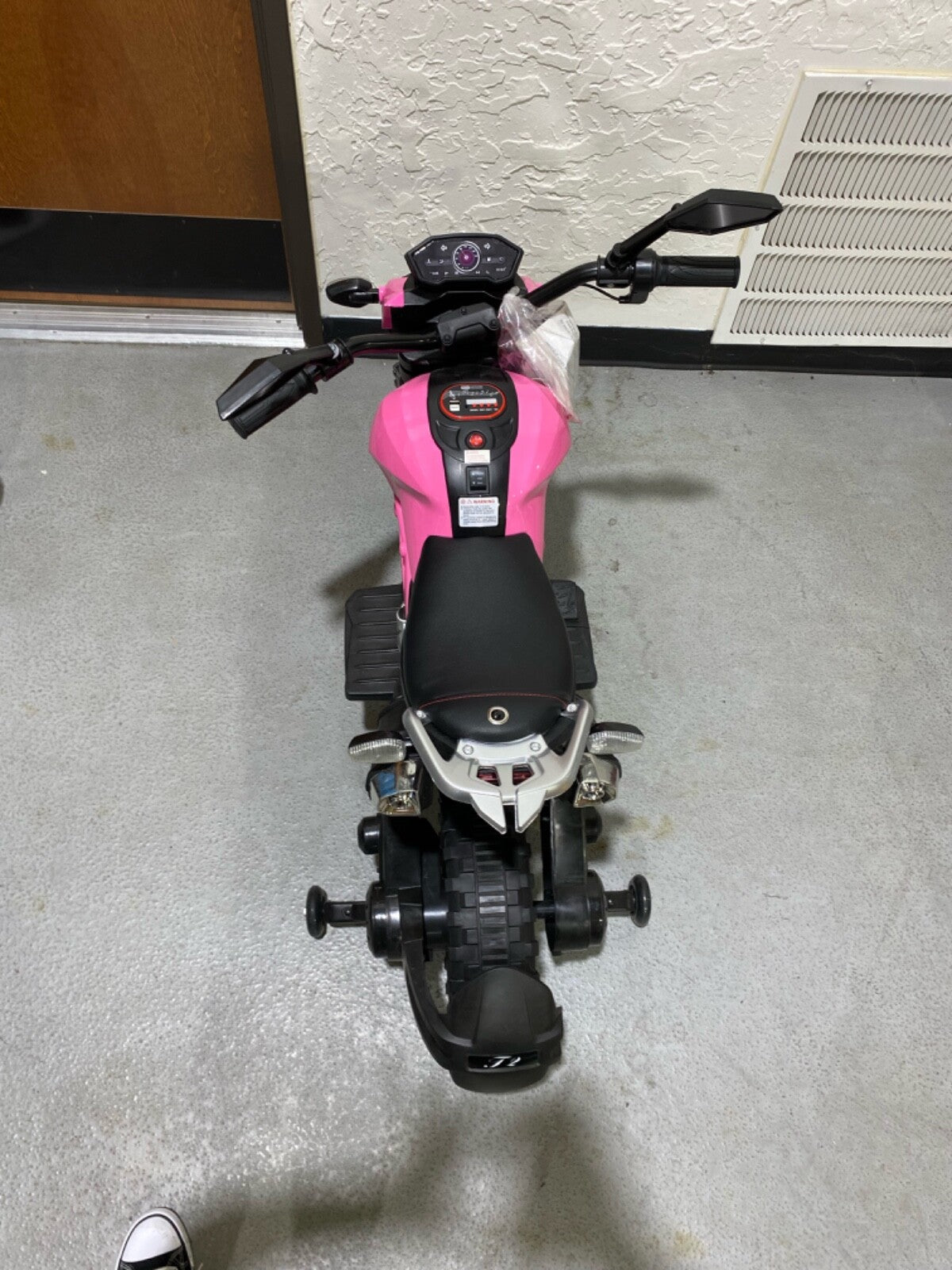 Ride-On Motorcycle with Training Wheels and Built-in Music System