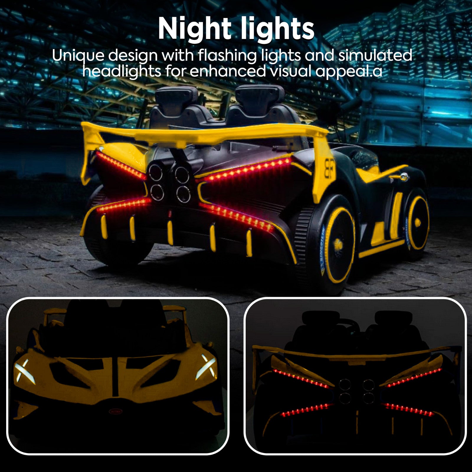 Bugatti Kids Electric Ride On Car Drift and Spin Mode 2 Seaters Race ...