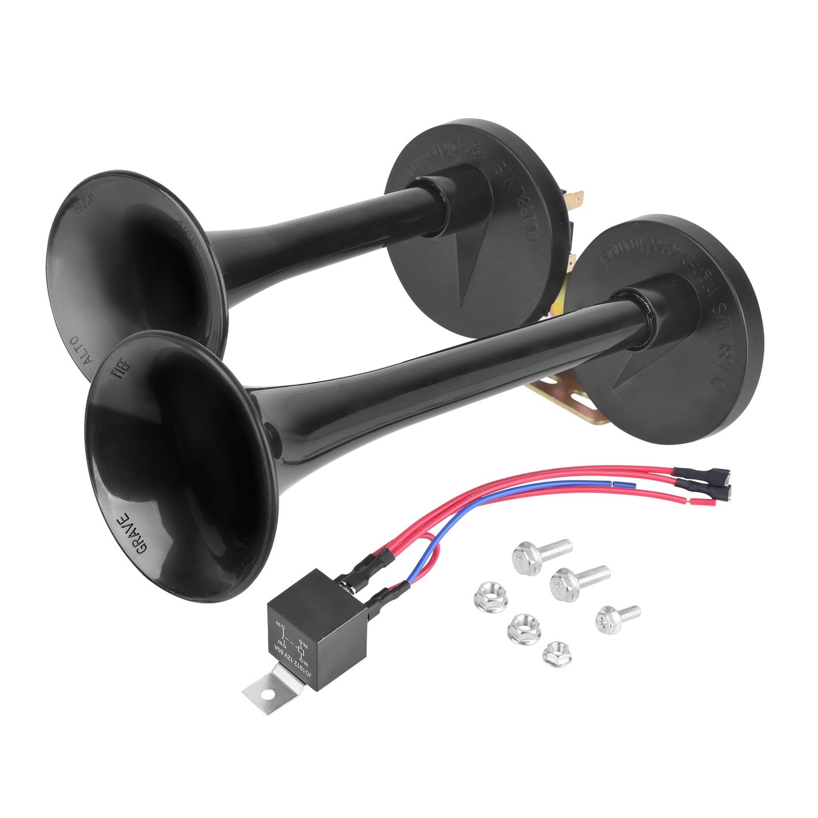 12 Volt Electric Dual Horn Kit for Cars and Trucks - Loud 130dB Univer