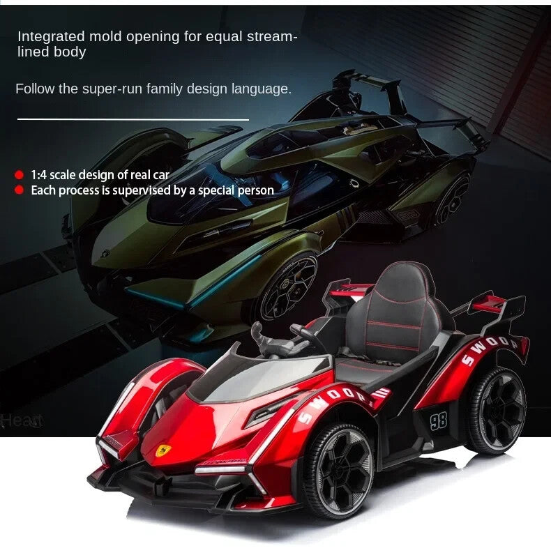 12V Rechargeable Four-Wheel Drive Electric Ride-On Car for Boys and Gi