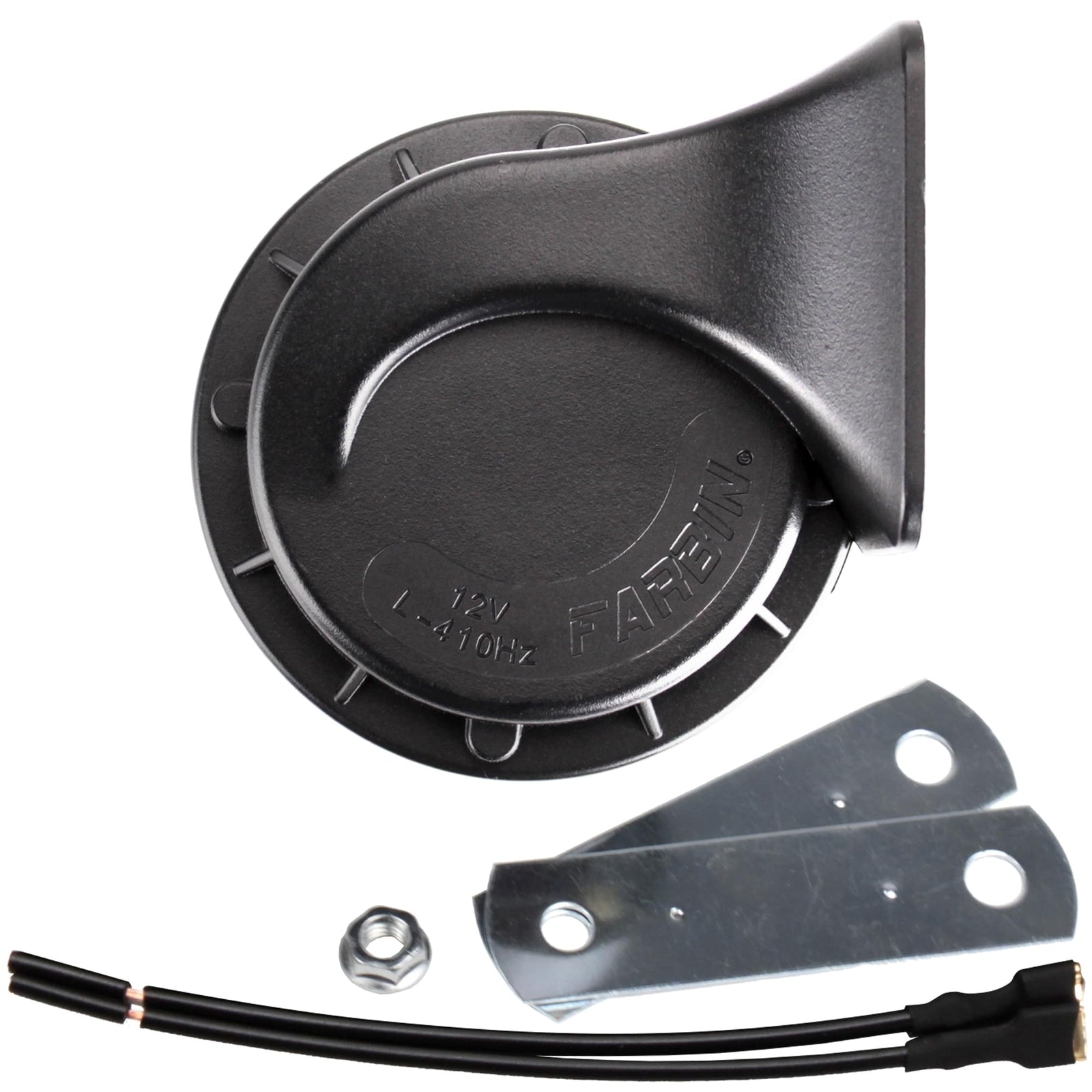 Compact 12V Waterproof Low Tone Car Horn 410Hz Universal Black