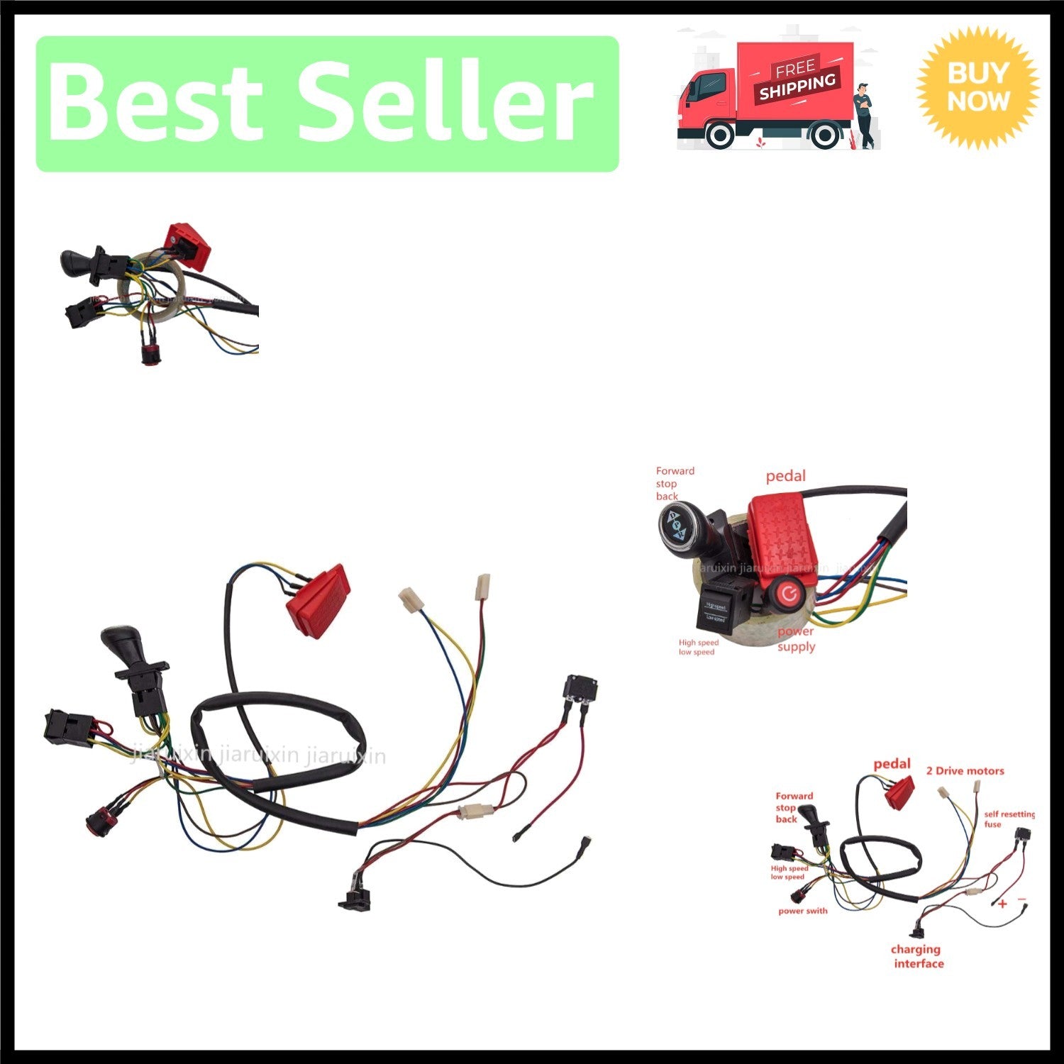 Electric Ride-On Car DIY Accessory Set with Wires and Switch Included