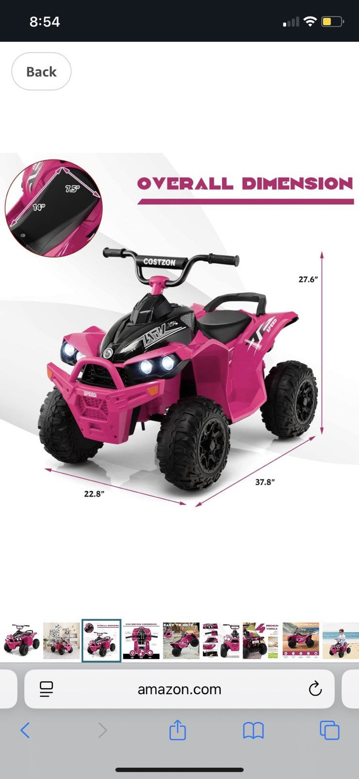 Electric Pink Ride-On ATV Quad Car for Kids