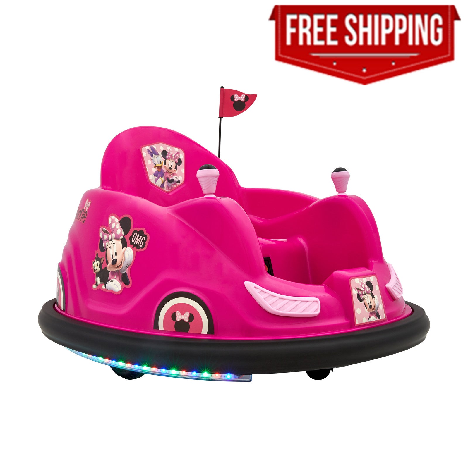 6V Battery-Powered Minnie Mouse Bumper Car Ride-On with Charger