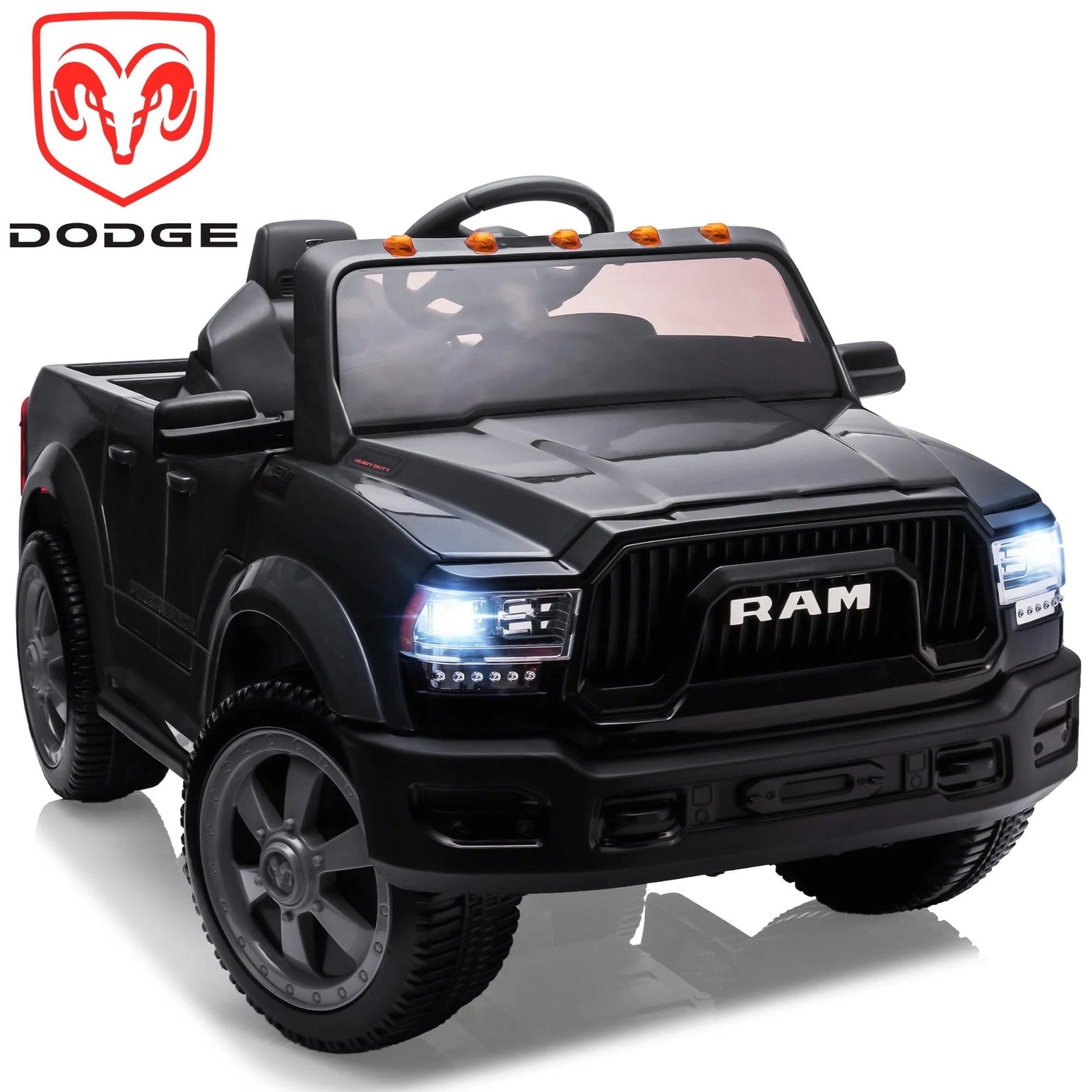 12V Dodge RAM Ride-On Car with Remote Control and Rear Wheel Suspensio