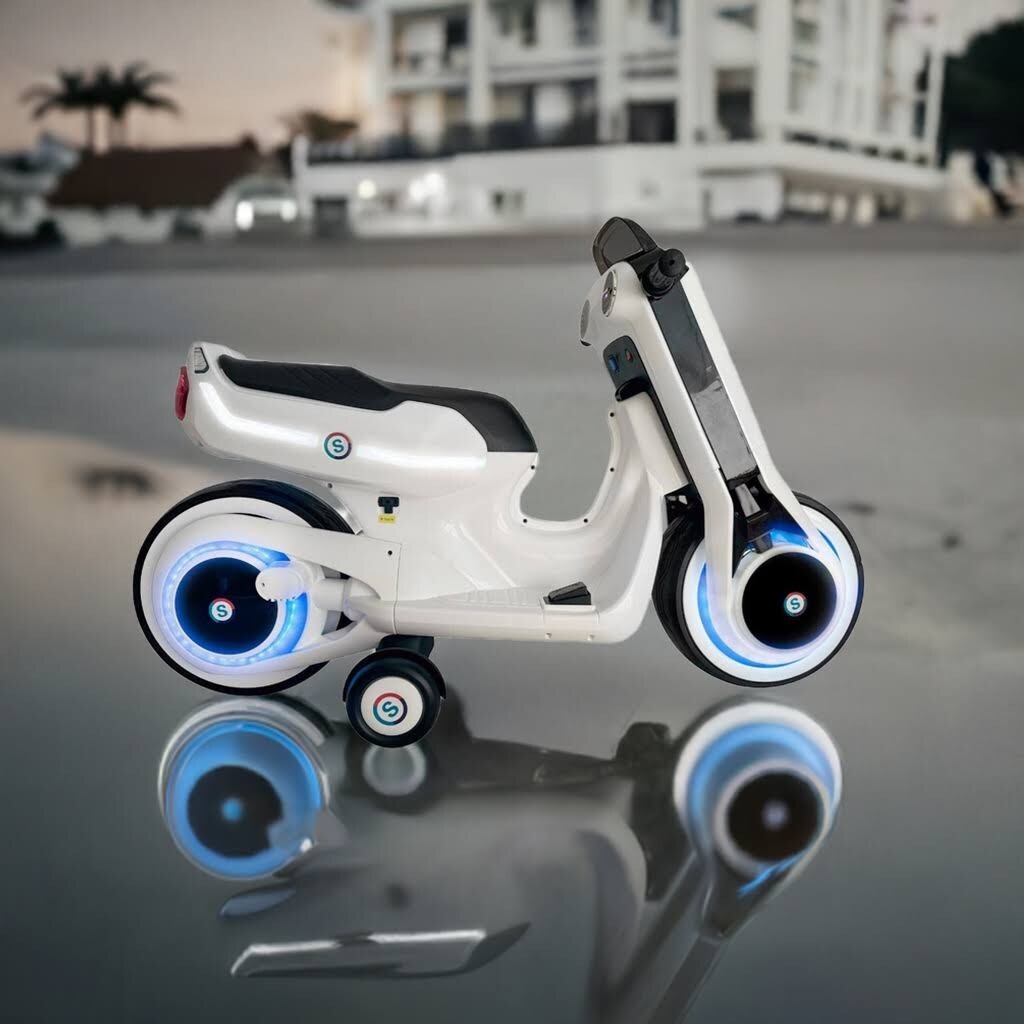 Electric Ride-On Kids Motorcycle Scooter with LED Lights and 2-Seater