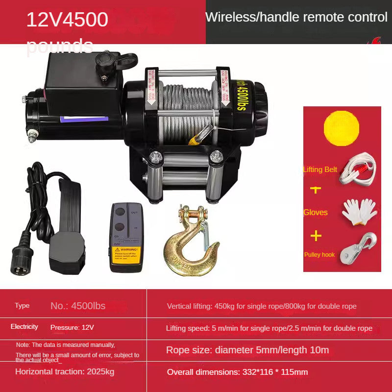 12V 24V Electric Winch Small Car Self-Rescue Hoist Crane