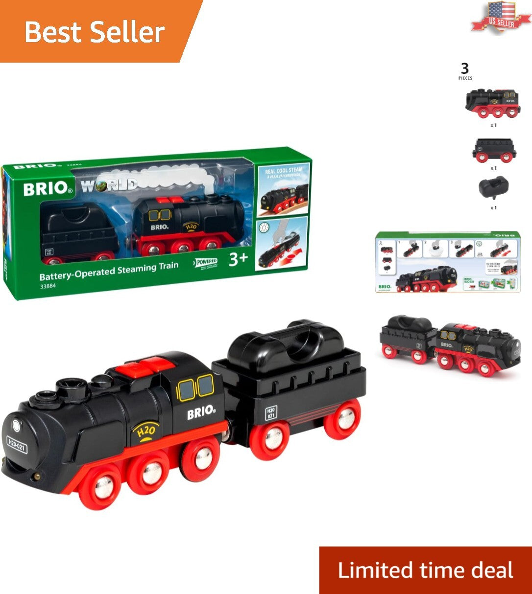 Expandable Battery-Operated Steaming Train with Safe Steam for Kids