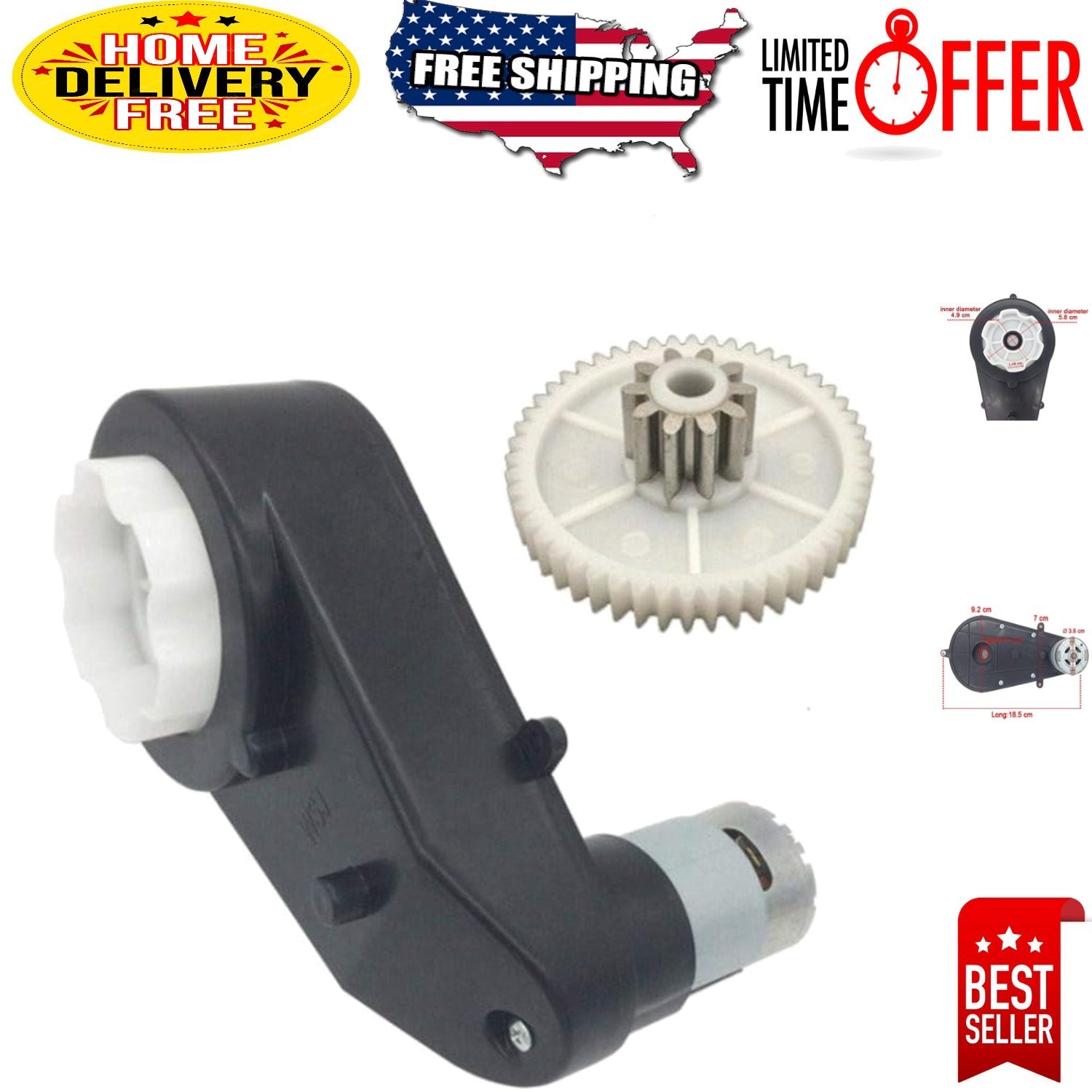 24V High-Strength Gearbox Motor with Quick-Change Connectors for Kids'