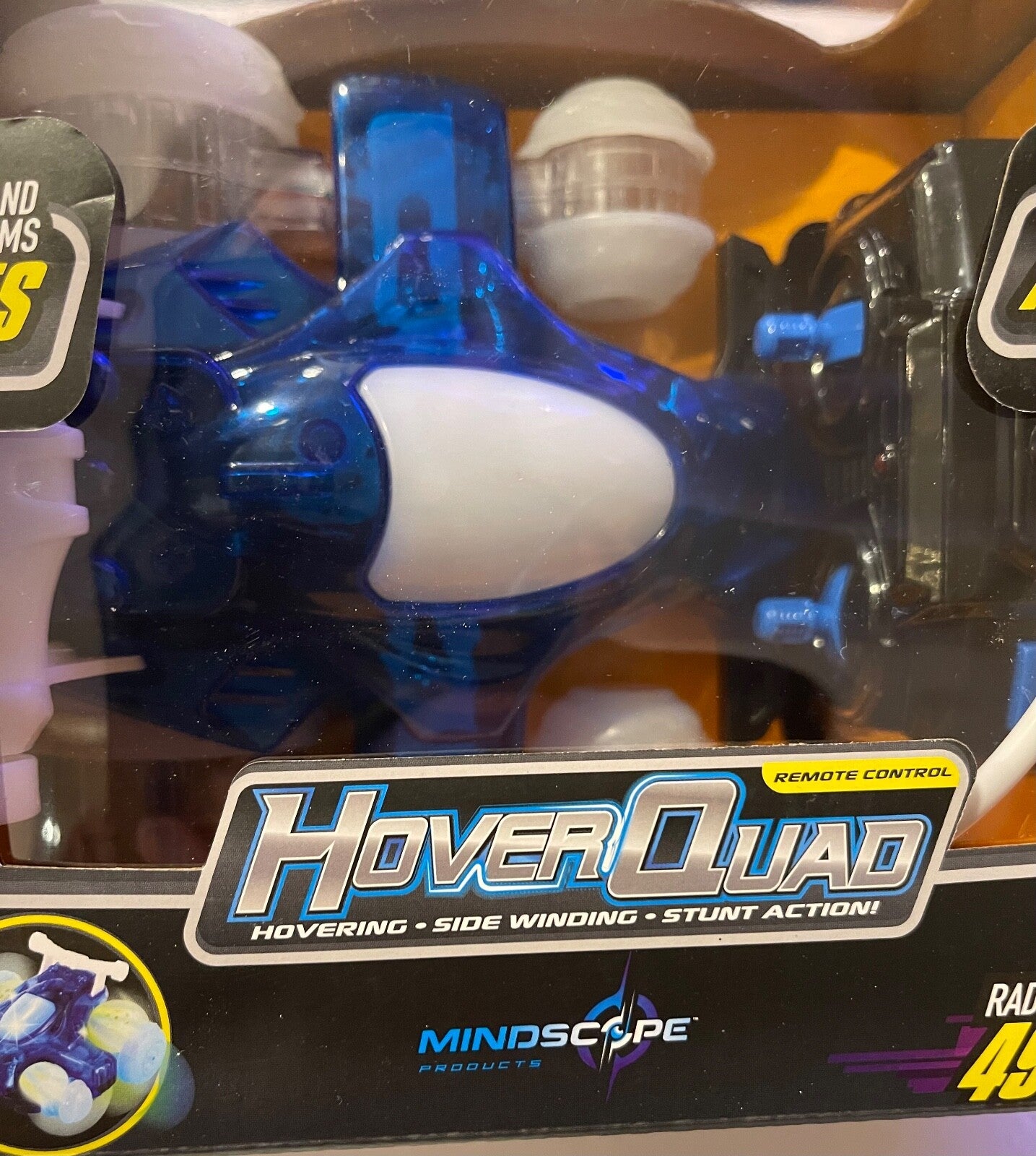 HoverQuad Blue Remote Control Car with Lights and Automatic Stunt Feat