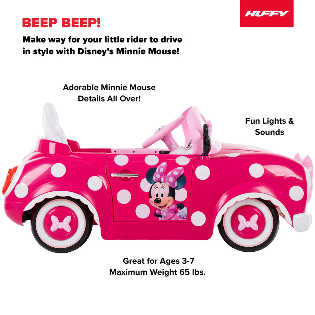 6V Battery-Powered Minnie Mouse Ride-On Car for Kids Ages 3+