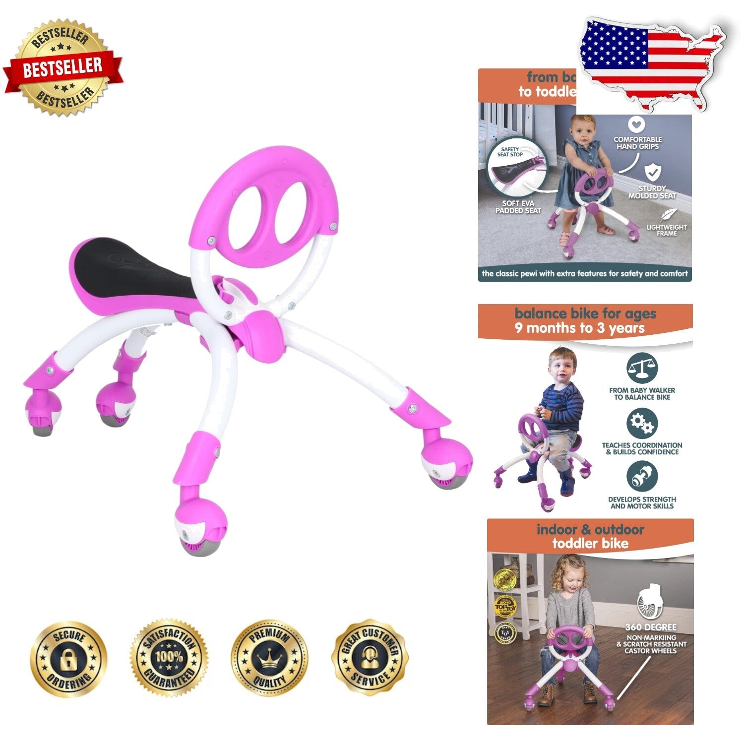 Innovative Pewi Elite Ride-On Bike Toy Enhancing Motor Skills