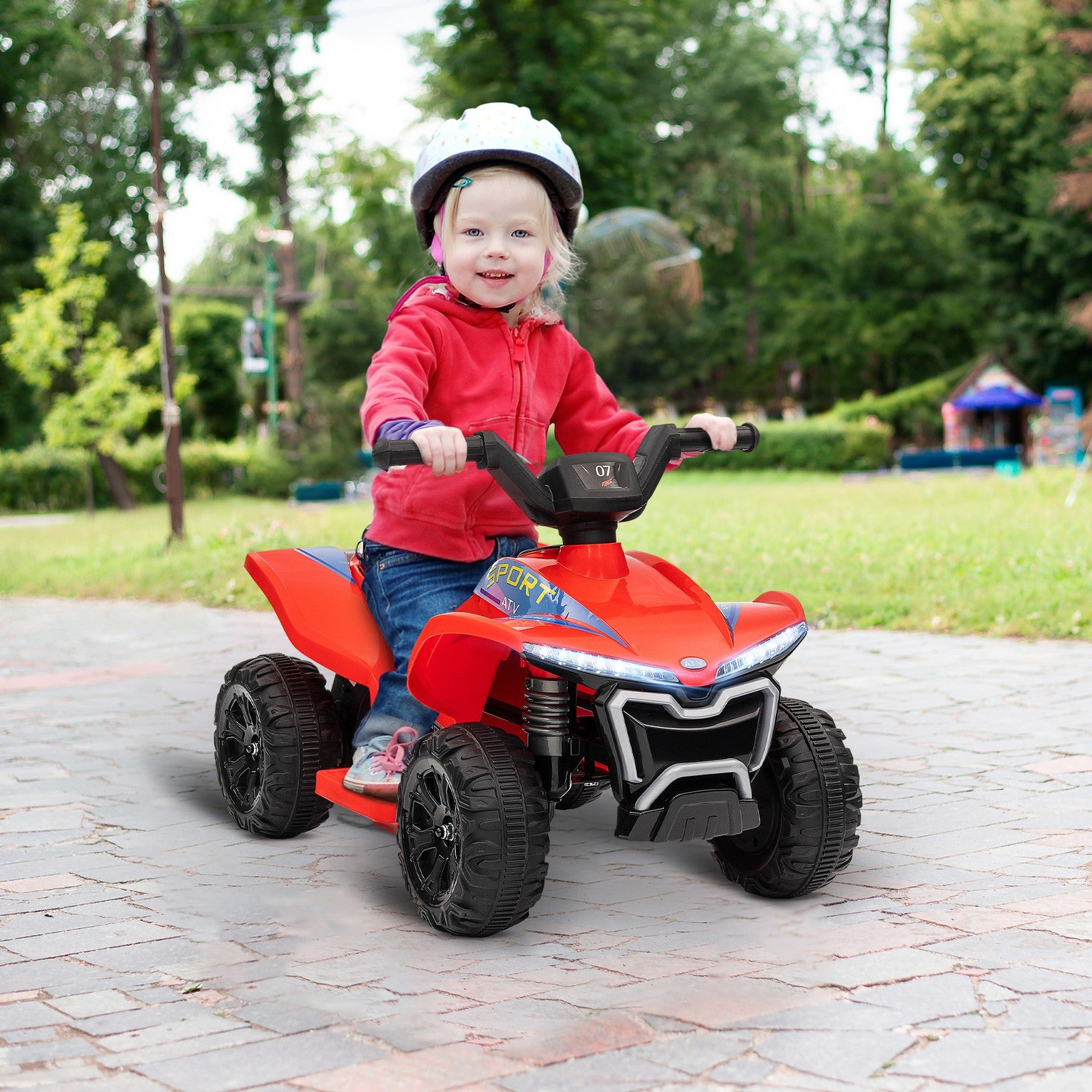 Kids 6V Ride-On ATV Quad with Rechargeable Battery Red