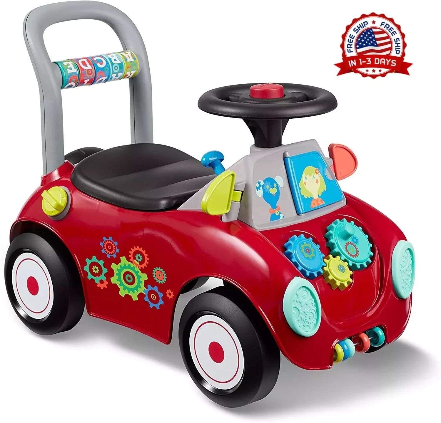 Kids Push Cart Boy Girl with Horn Music Storage