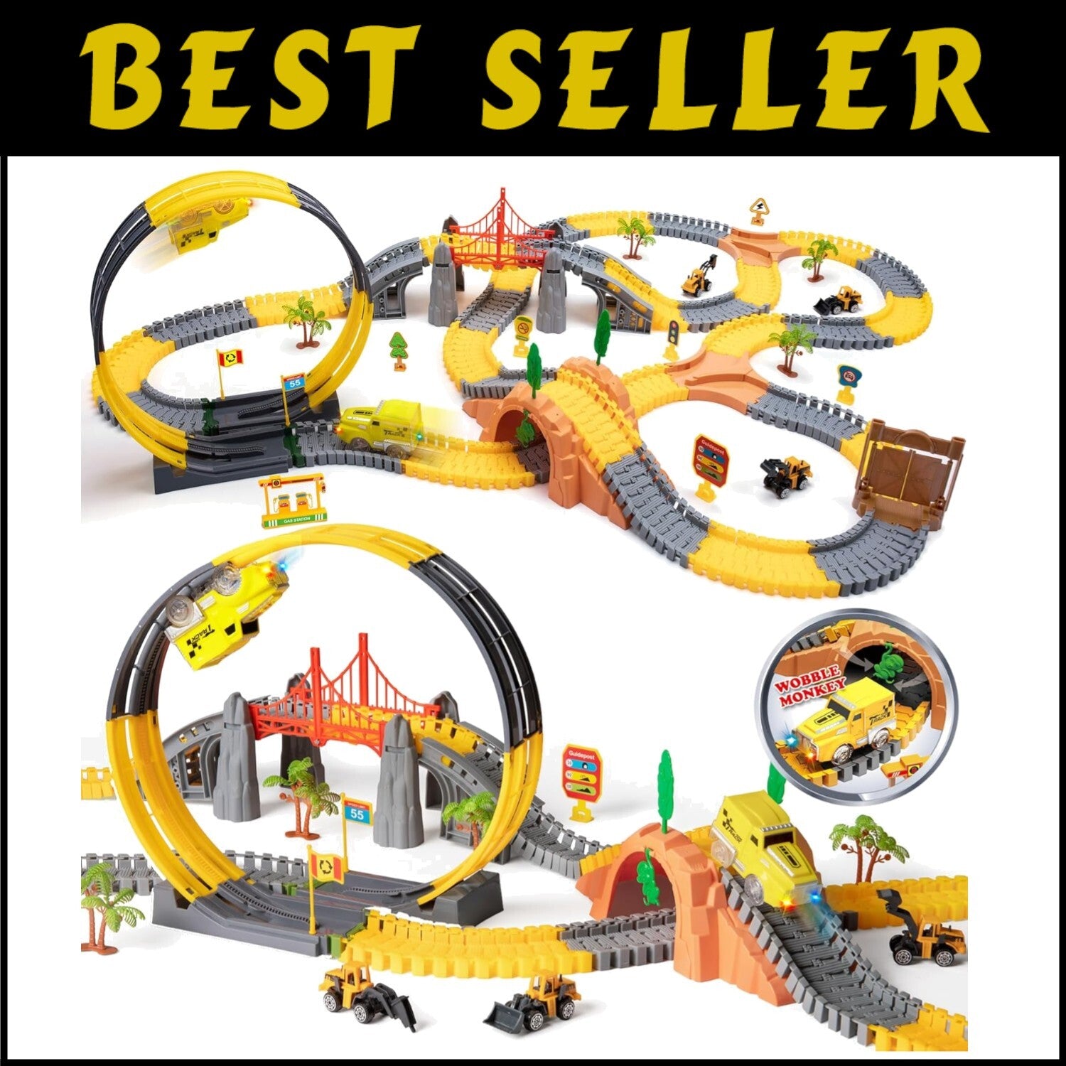 Kids Race Track Set with Electric Cars 342 Pieces for Fun and Learning
