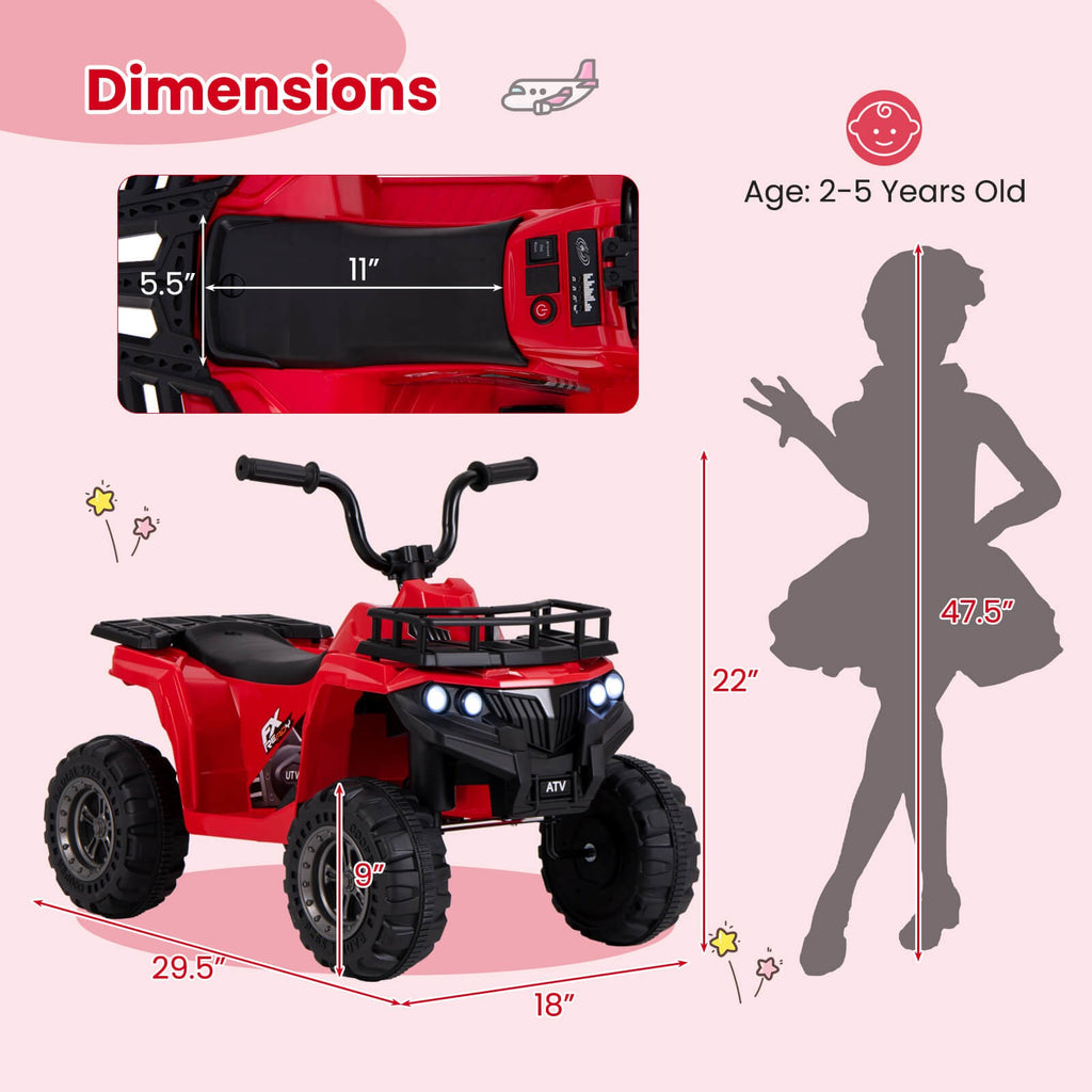 Kids Ride On Electric ATV 6V 4-Wheeler Quad Car w/ One-Button Start ...