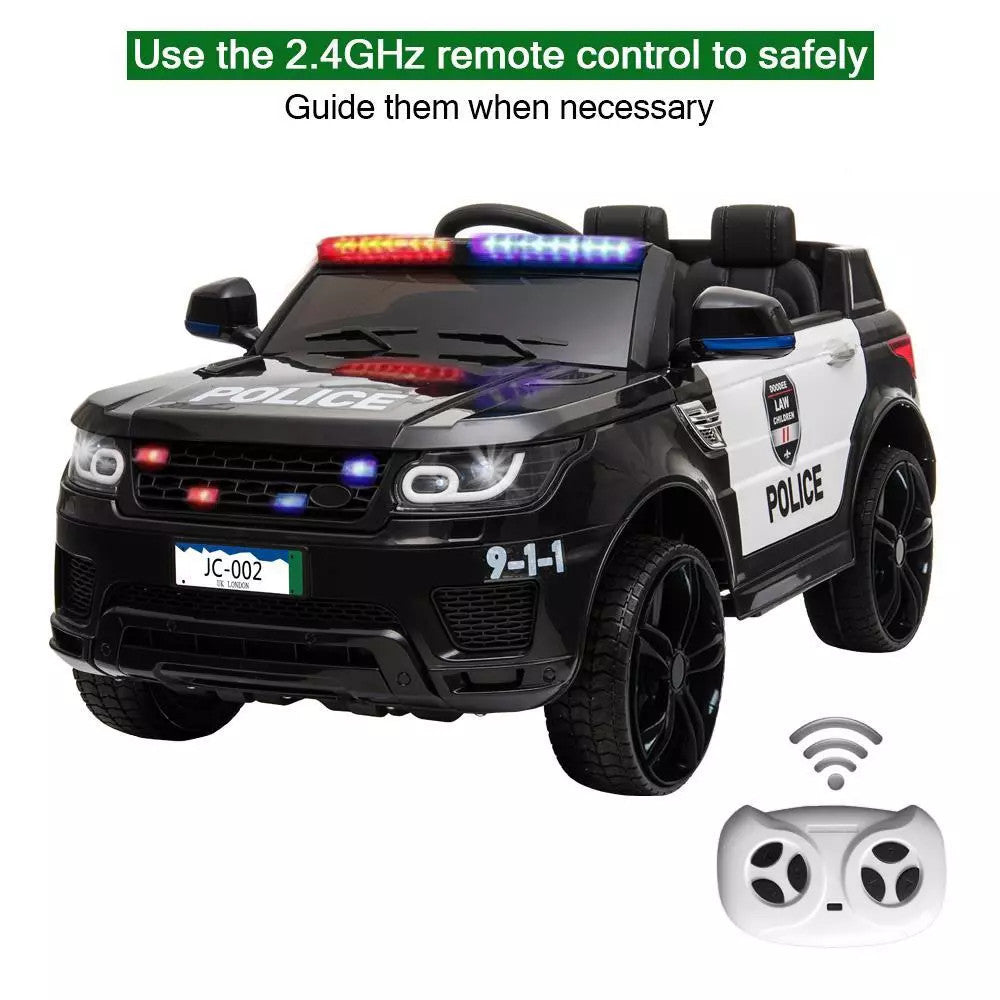 12V Electric Battery-Powered Kids Police Ride-On SUV with Remote Contr