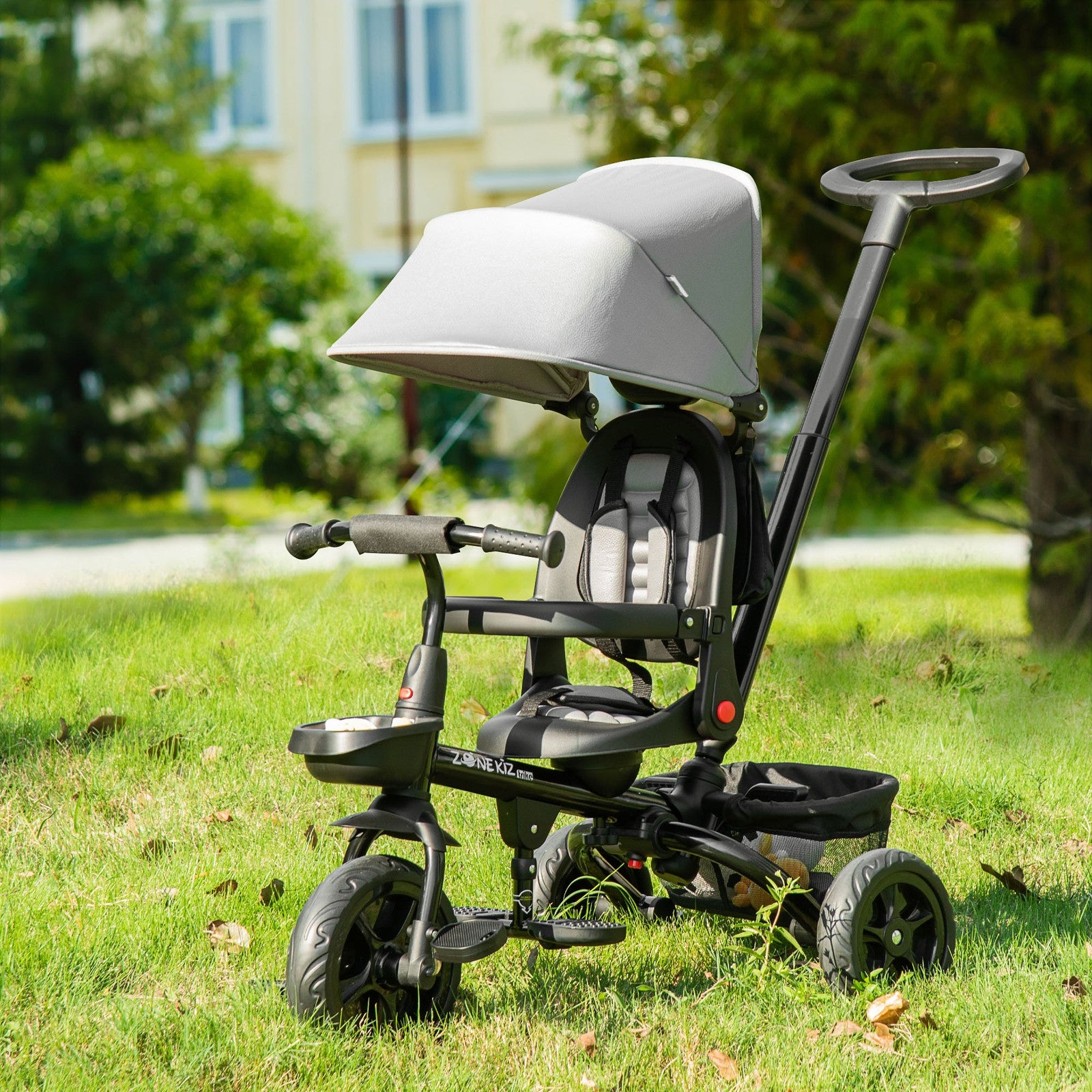 4-in-1 Kids Tricycle with Reversible Seat Gray