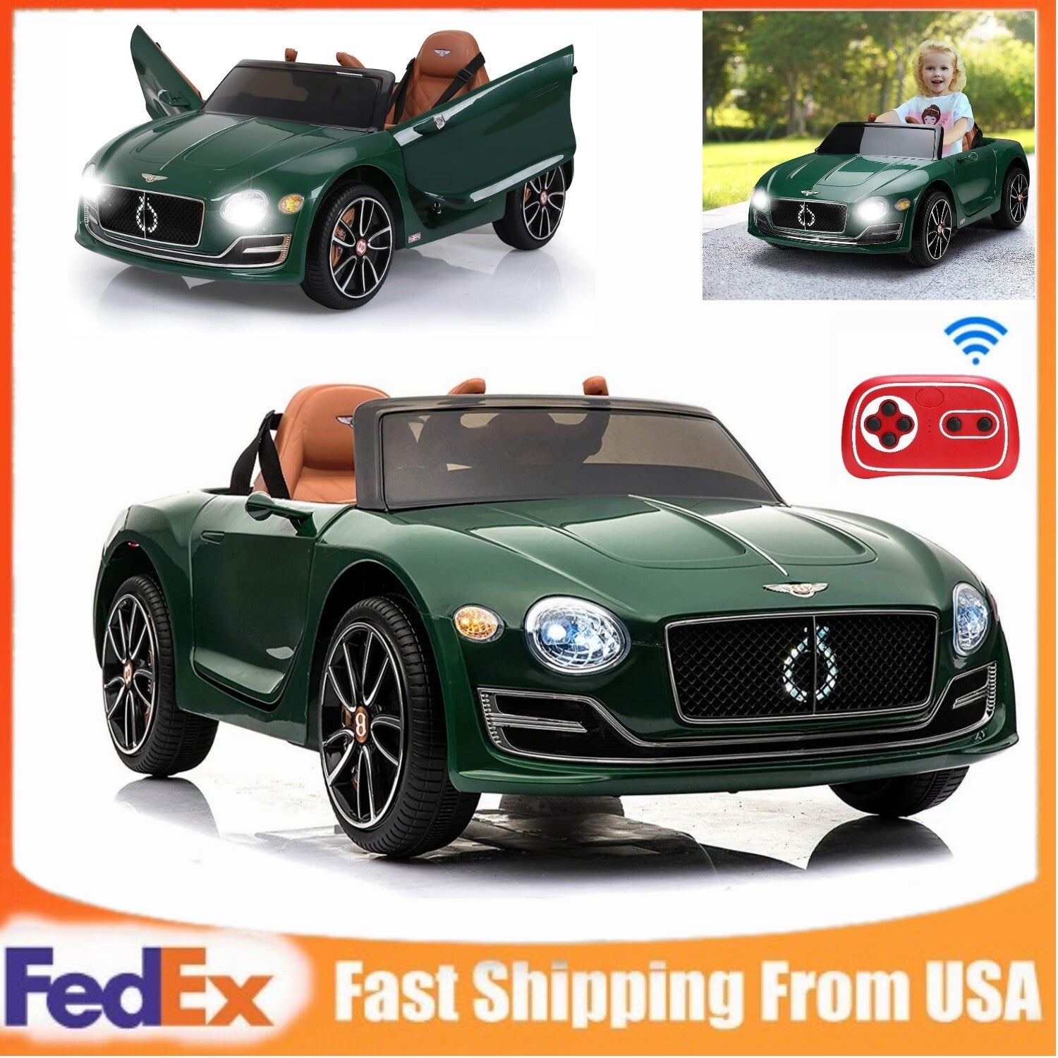 Licensed Bentley Kids Electric Ride On Car Toys w/ Remote Control 12V ...