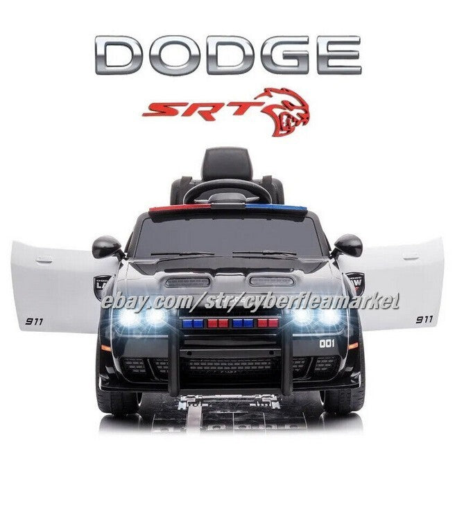 12V Licensed Dodge Challenger SRT Hellcat Police Ride-On Car for Kids