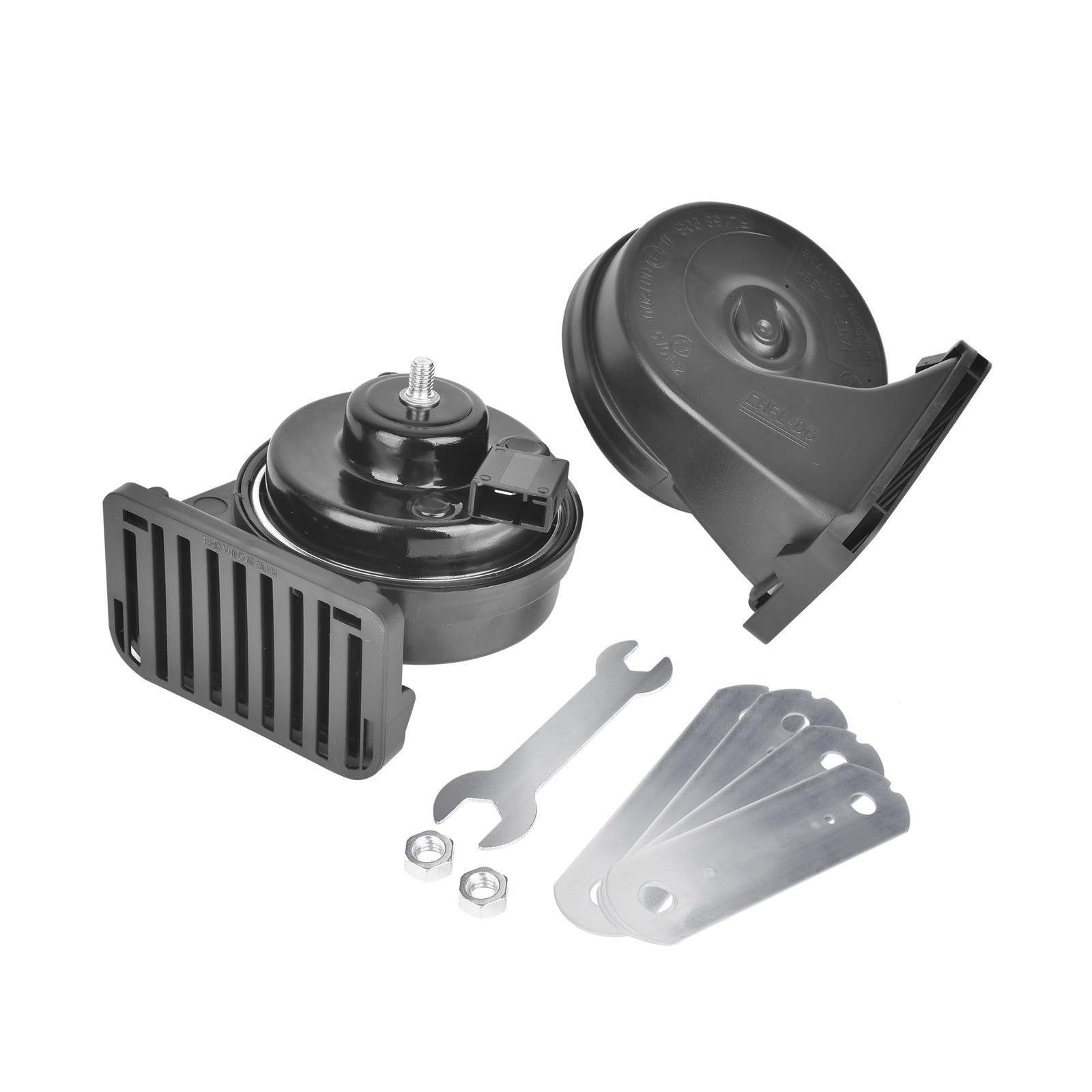 12V Waterproof Electric Car Horn Kit with High/Low Tone Snail Horn for