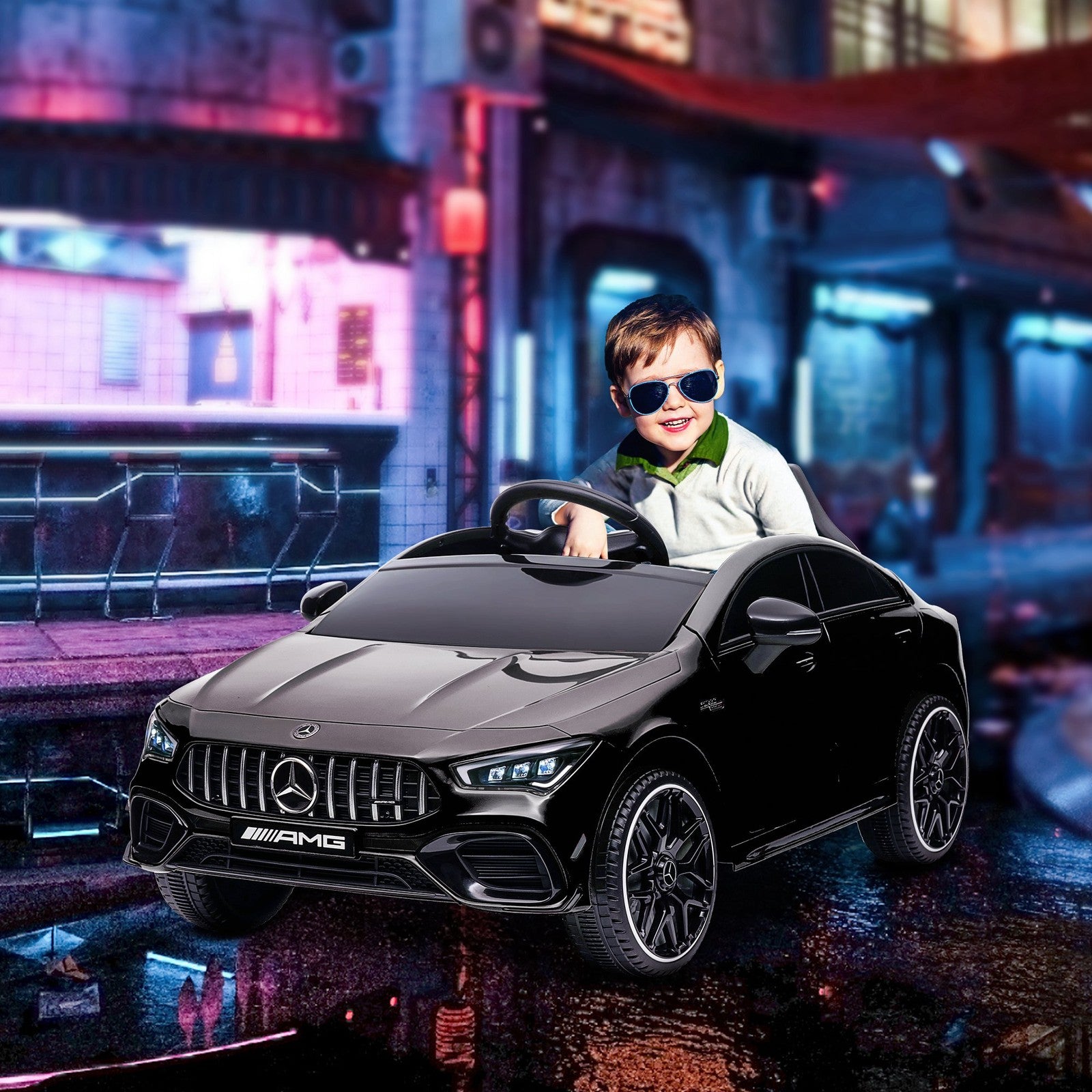 12V Licensed Mercedes-Benz AMG Kids Ride-On Car with Remote Control Bl
