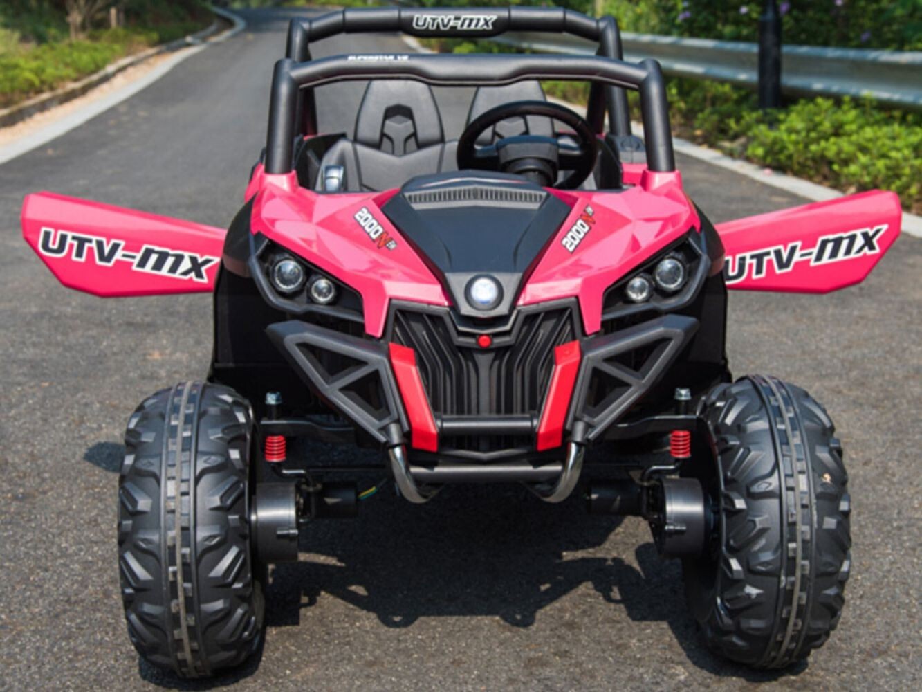 12V Pink 2-Seater Electric 4x4 UTV Ride-On Toy with 2.4GHz Remote Cont