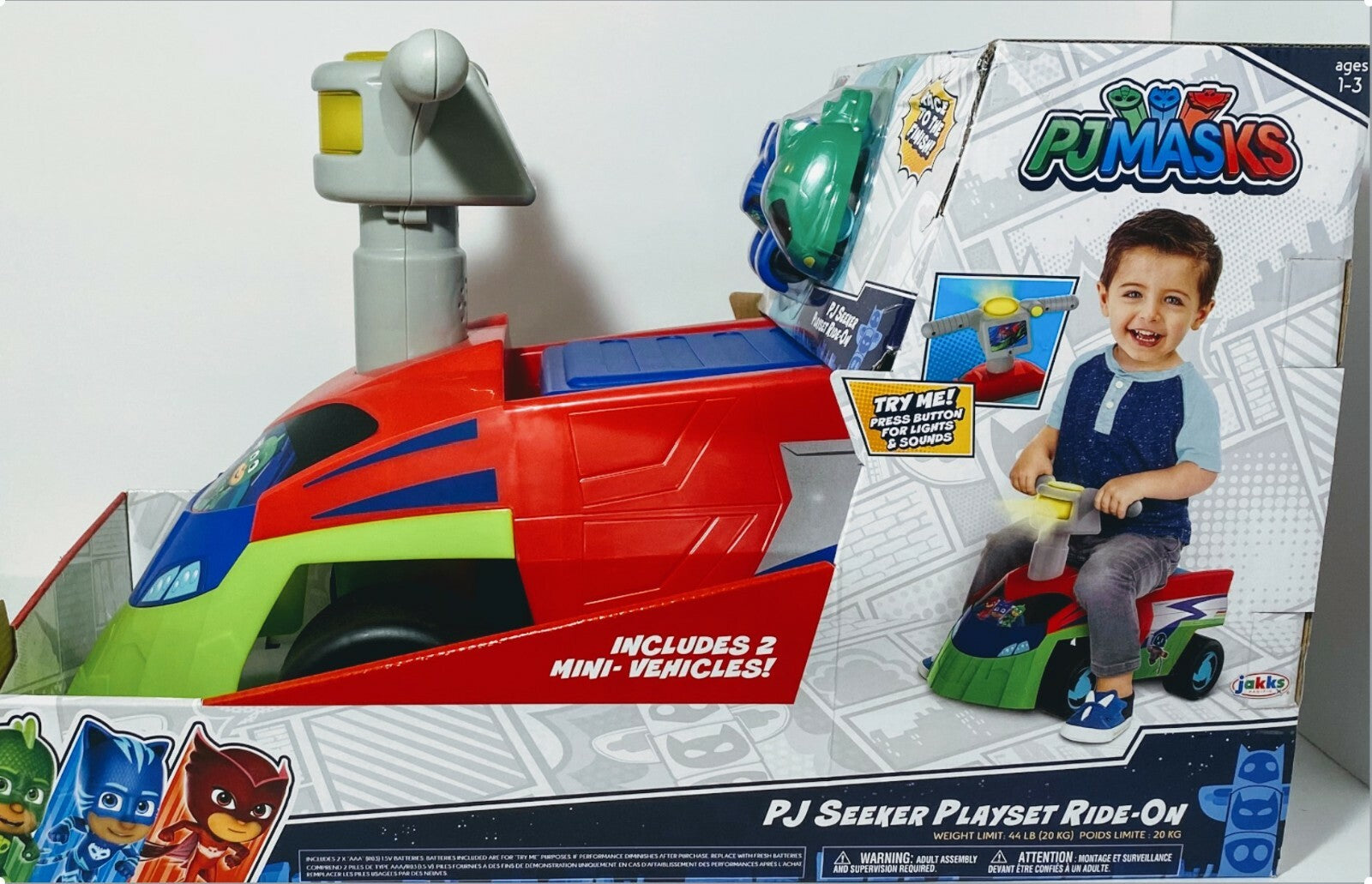 Seeker Ride-On Toy with Masks, 2 Mini Vehicles, and Sounds for Kids Ag