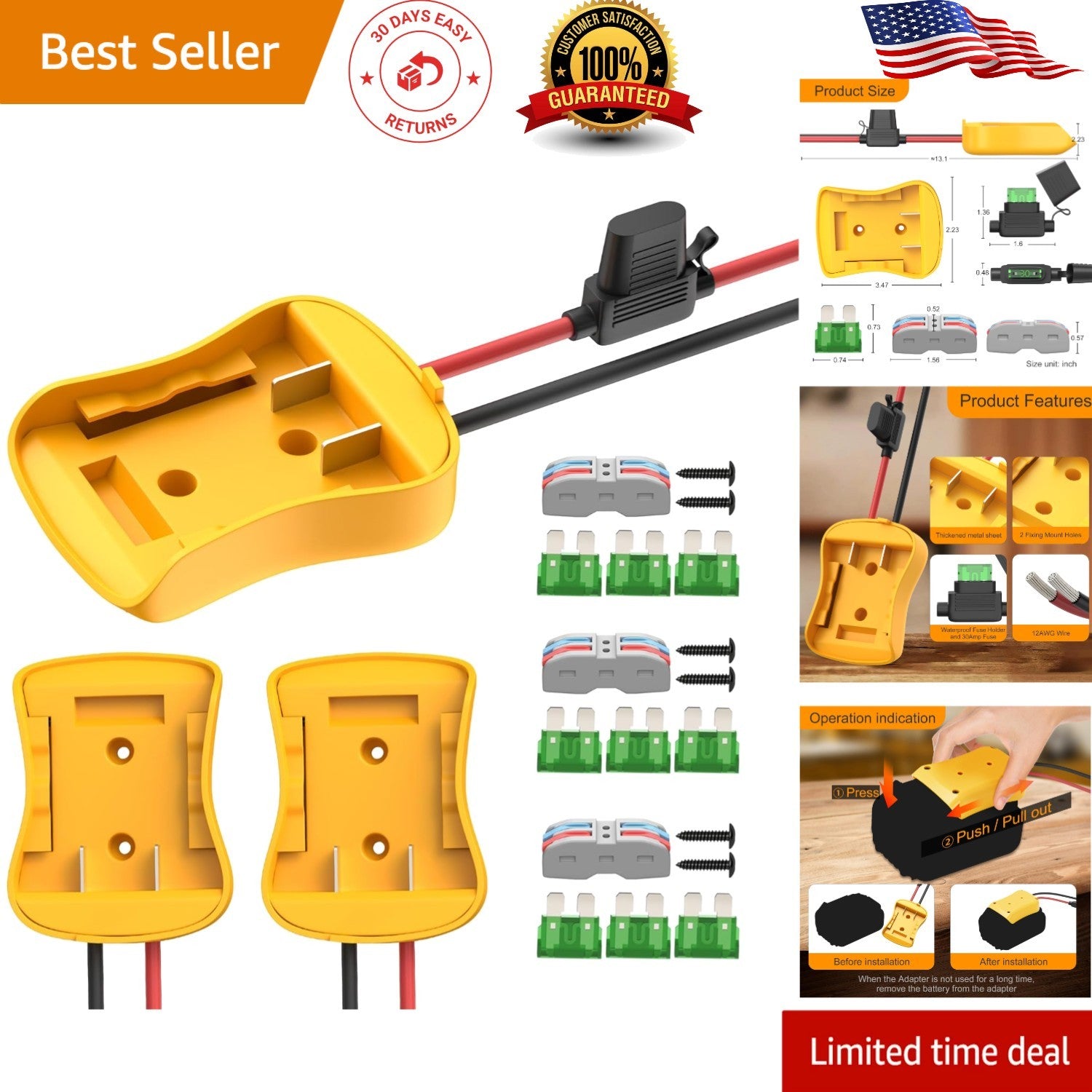 20V Power Wheel Battery Adapter Kit with 12 AWG Wires, Fuses, and Conn