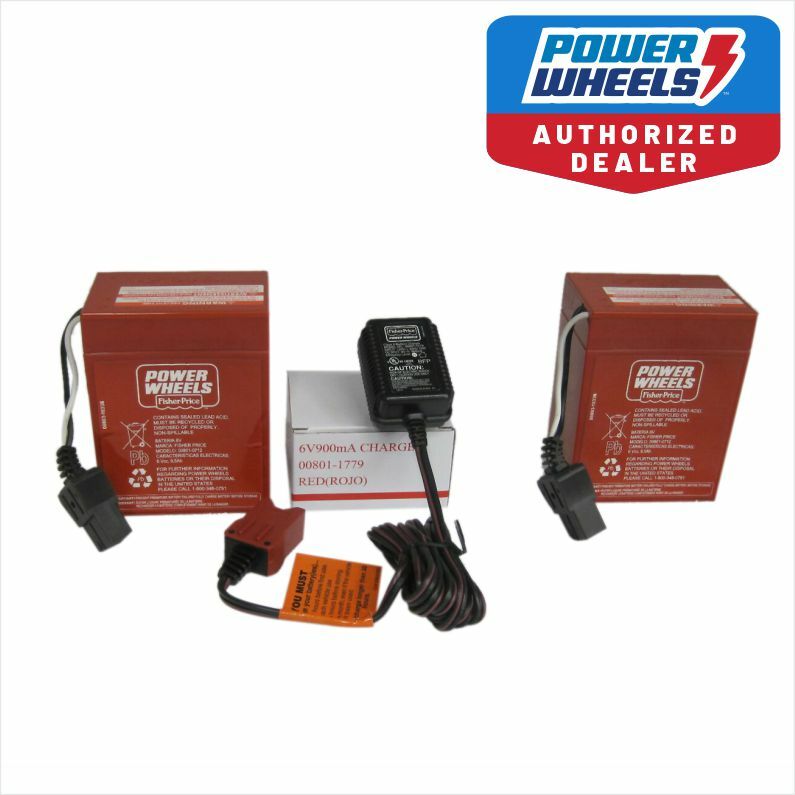 Power Wheels 00801-0712 Two (2x) 6V RED Batteries AND One Charger ...