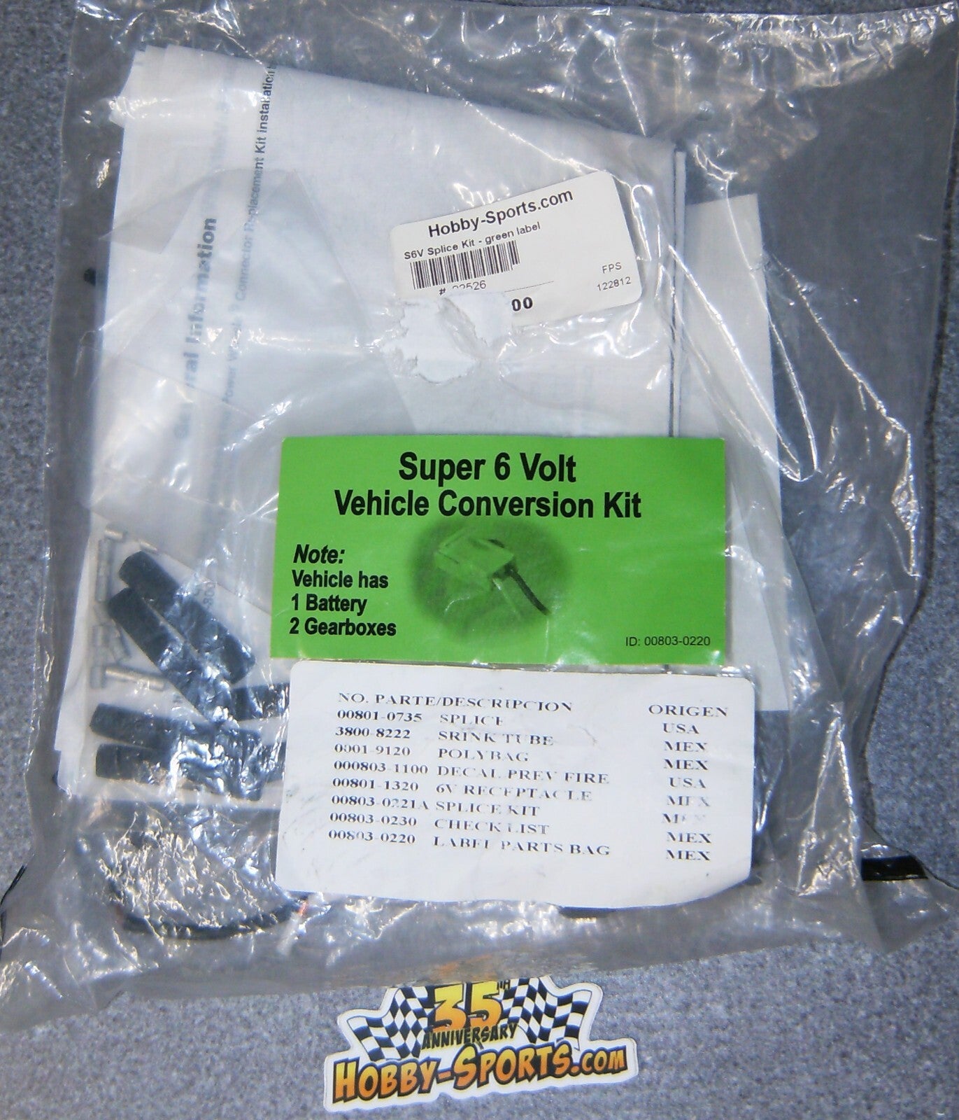 Power Wheels S6V Splice Kit with Green Label 74587-9992