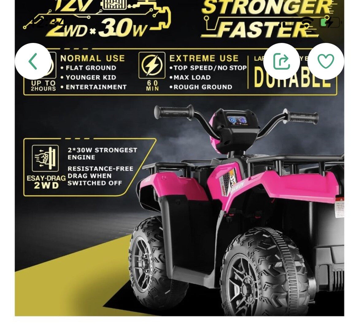 Power Wheels Electric Quad Bike with Durable Design